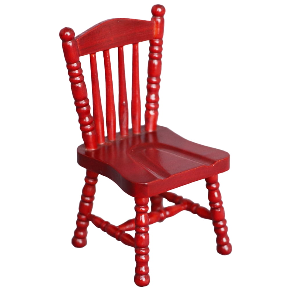 Mini Furniture Simulated Backrest Chair Classic Solid Wood Dining Chair ...