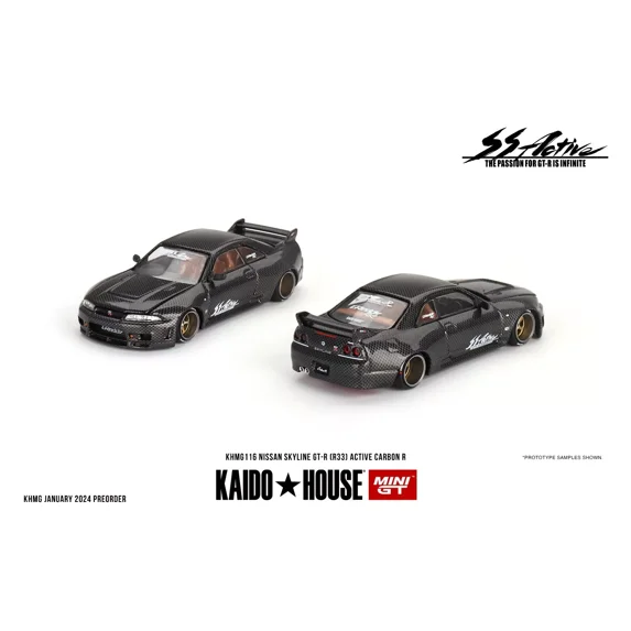 Mini GT x Kaido House 1:64 Nissan Skyline GT-R (R33) Active Carbon R ...