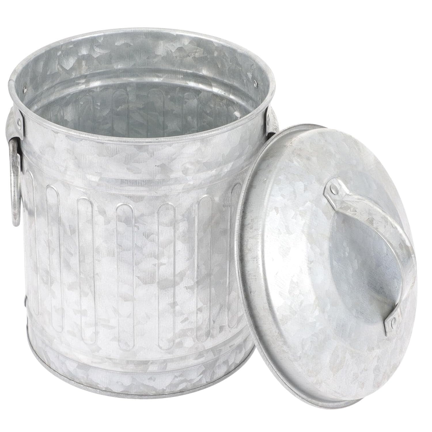Mini Galvanized Trash Can with Lid - Small Table Top Waste Bin for ...