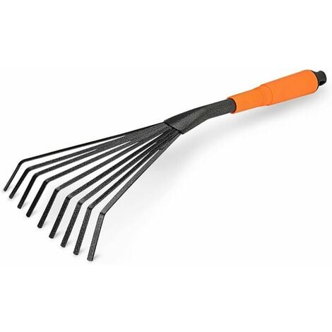 Mini Garden Rake 16 Inch 9 Root Steel Rake with Comfortable Ergonomic ...