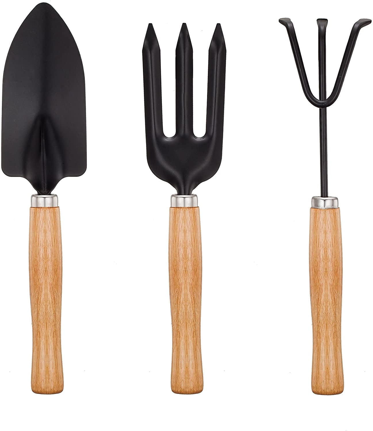 Mini Garden Tools Set, Garden Tool Kit with 3 Piece Wooden Handle&Black ...