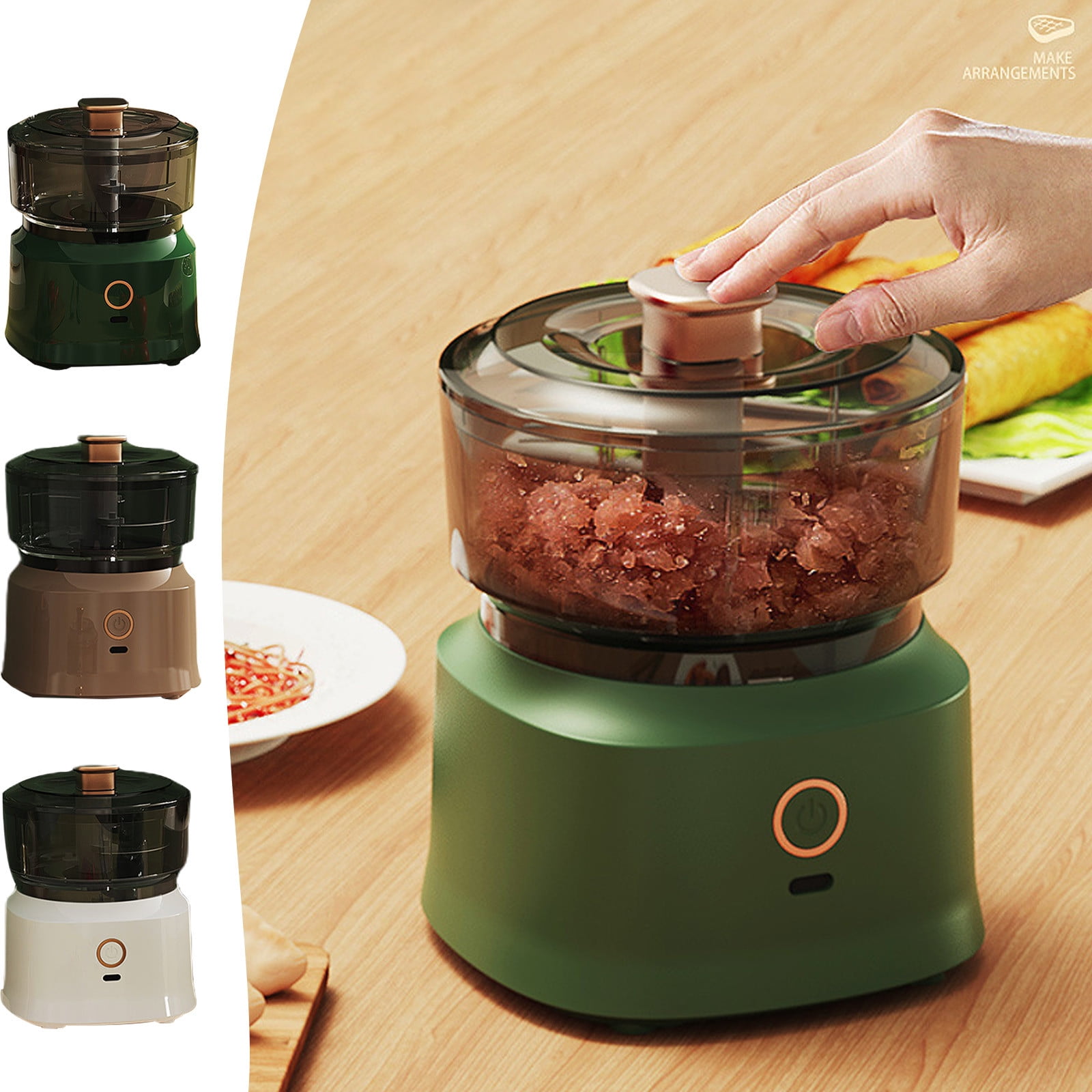 Mini Garlic Chopper, Wireless Food Processor, Stainless Steel Blade ...