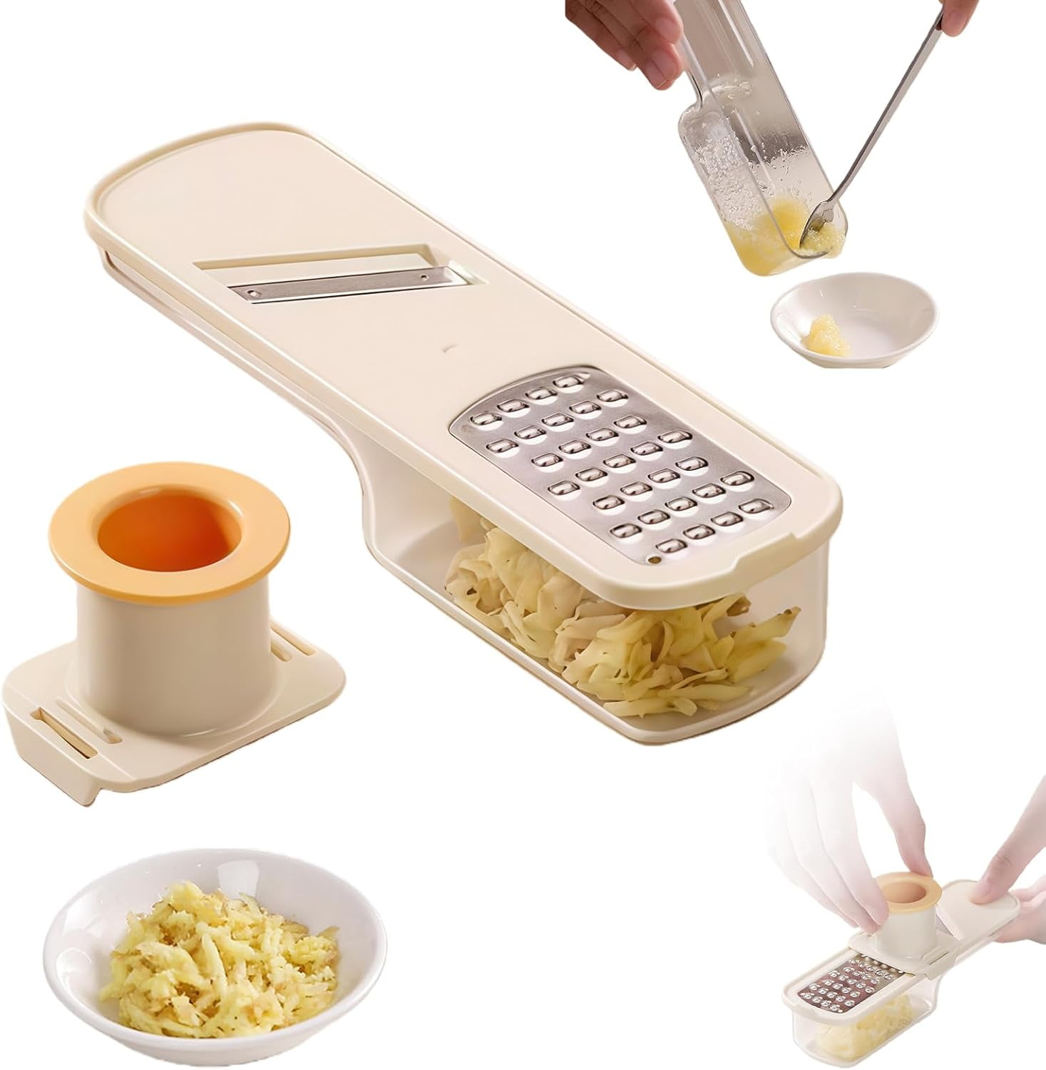 Mini Garlic Grinder, 3-in-1 Multifunctional Tool for Grinding, Slicing ...