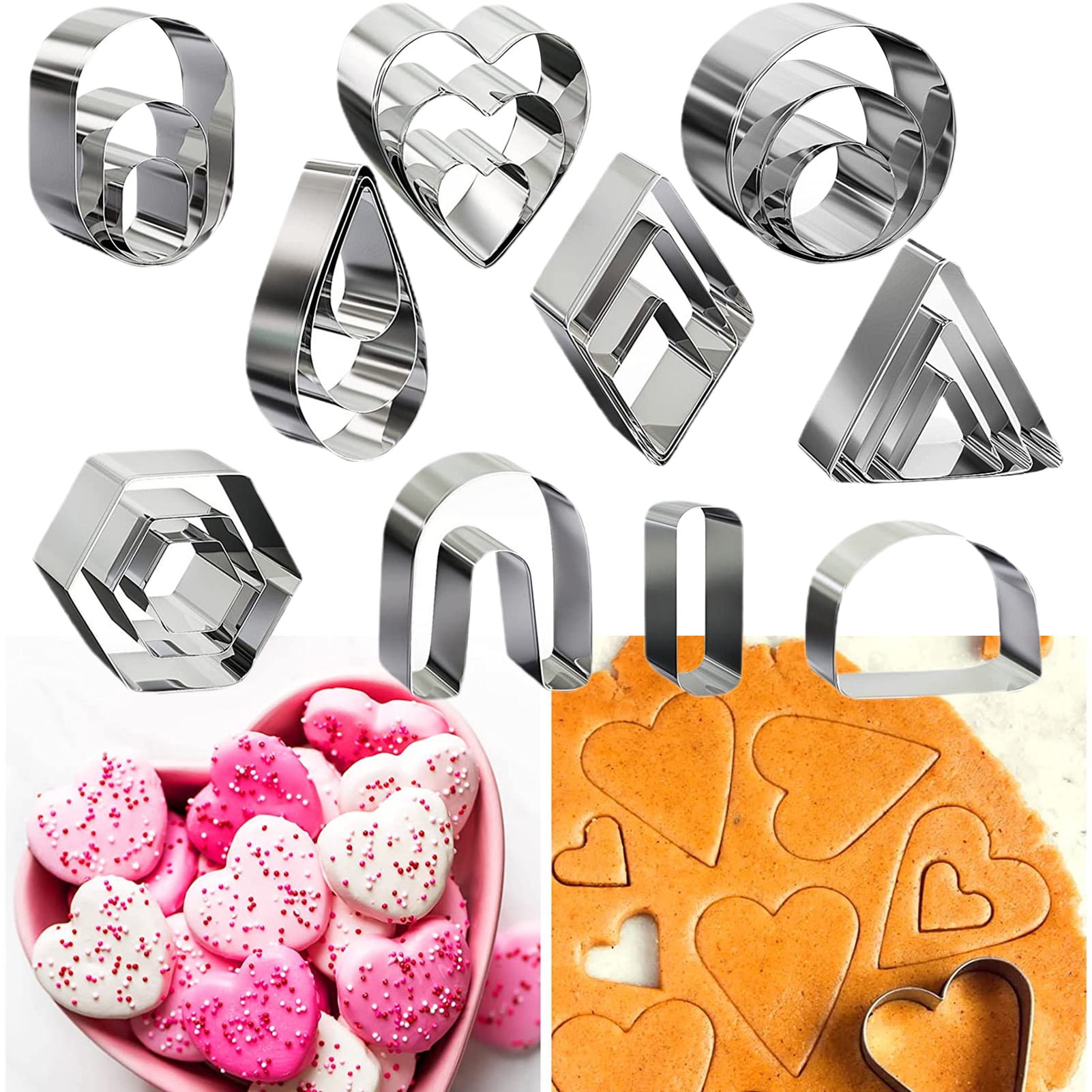 Mini Geometric Shaped Cookie Biscuit Cutter Set of 24 Rectangle Square ...