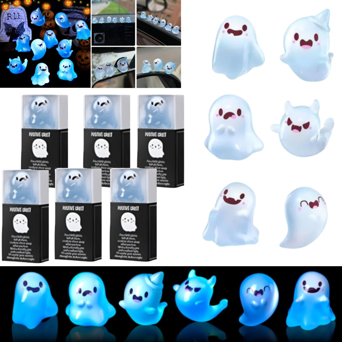 Mini Ghost Figures Blind Boxes Halloween Decorations Luminous Ghost ...