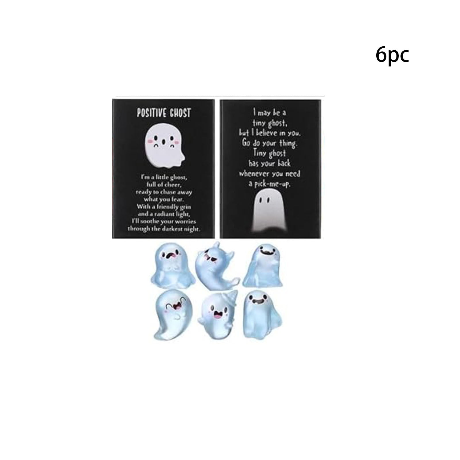 Mini Ghost Figurine Set | 6 Unique Luminous Glow-in-the-Dark Resin ...