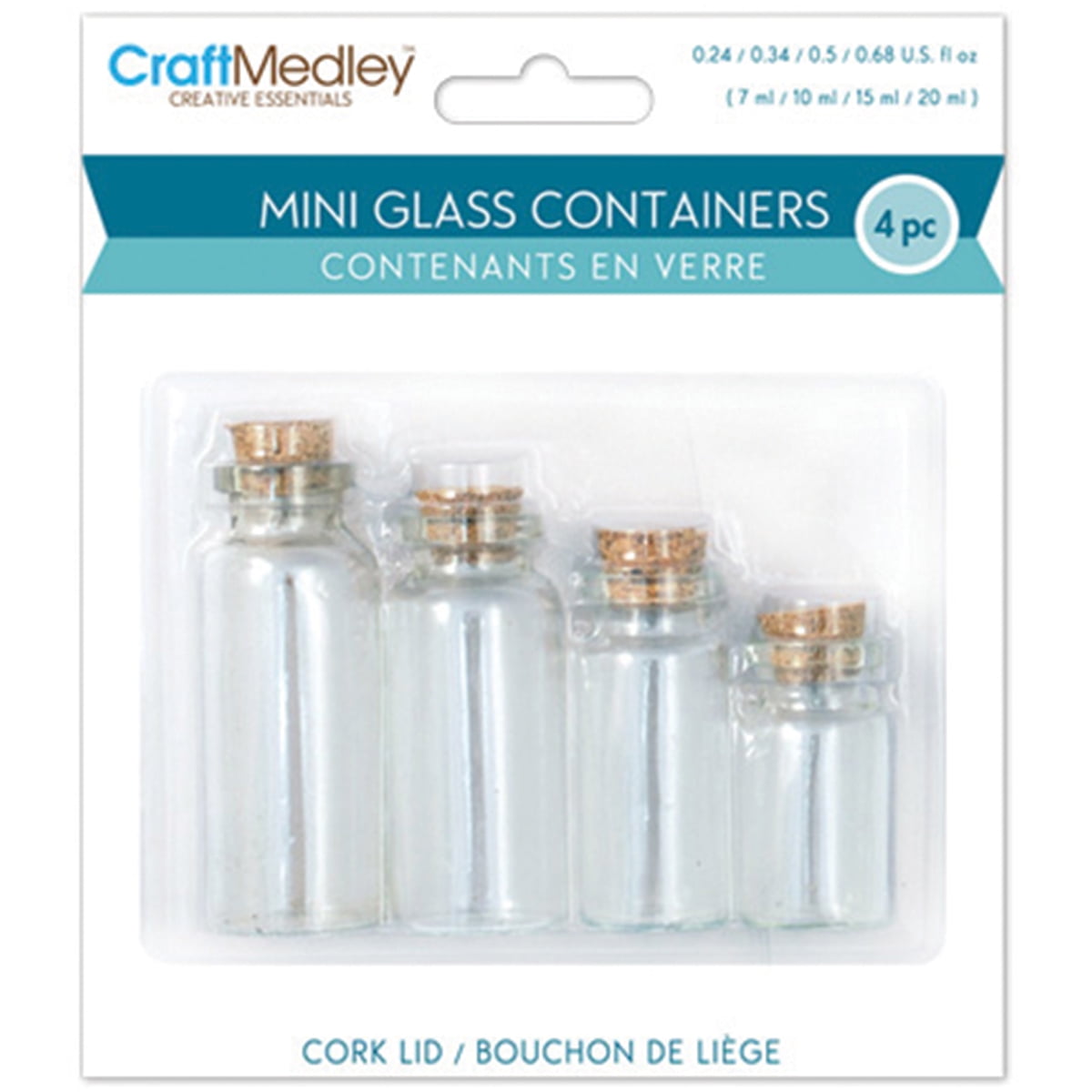 Mini Glass Containers with Cork Lid, 4pk - Walmart.com