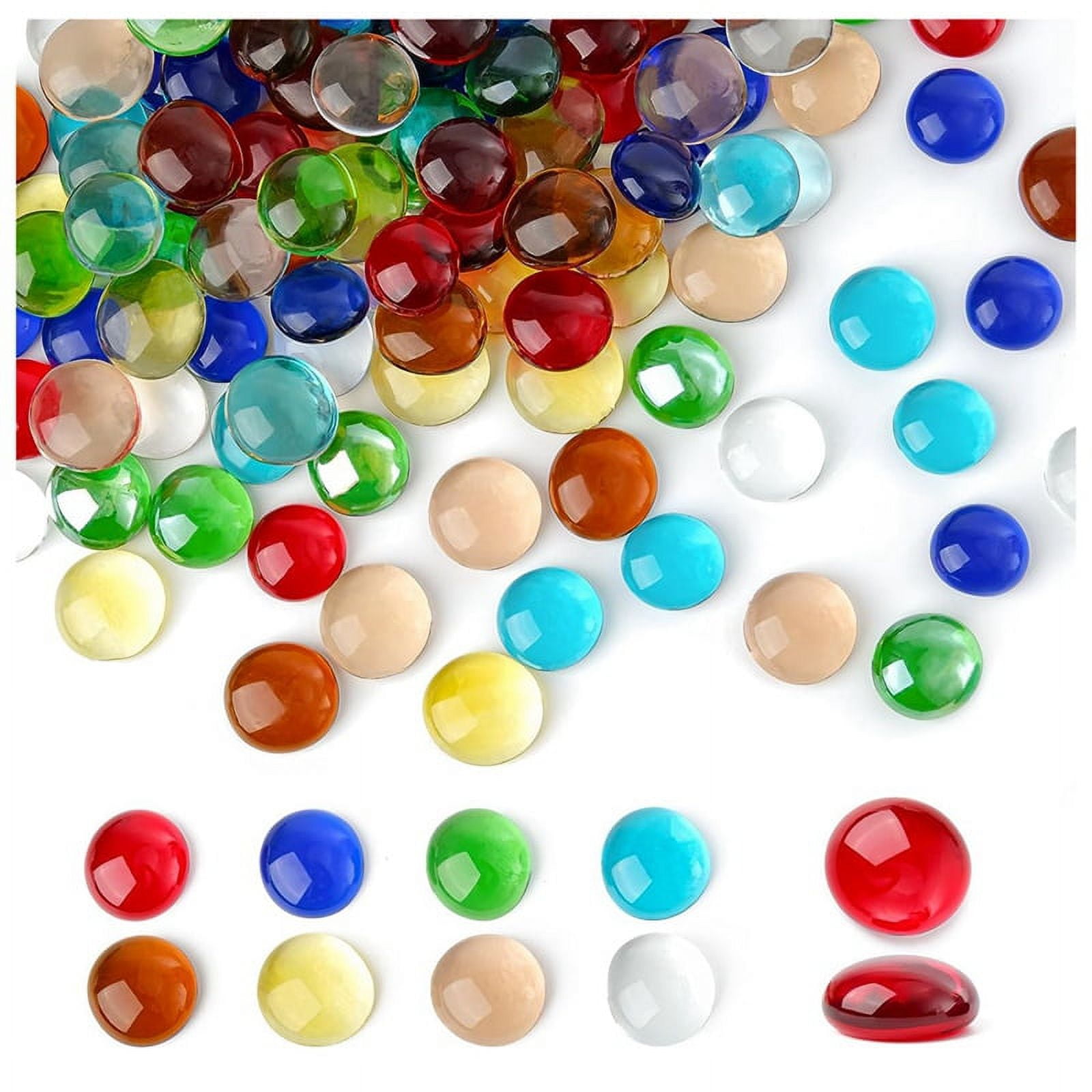 Mini Glass Gems, Mixed Colour Mancala Flat Bottom Marble Beads for Home ...