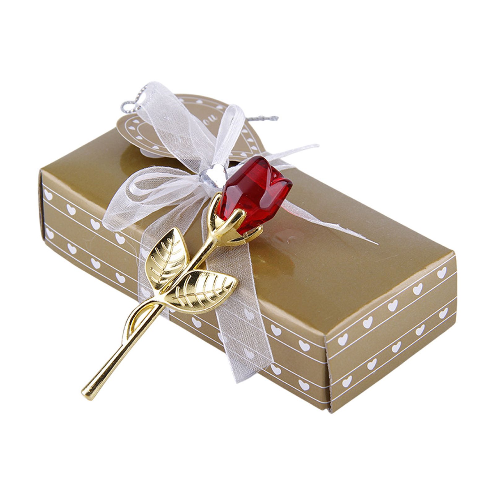Mini Glass Rose Flower with Box, Romantic Crystal Rose Gift Artificial ...