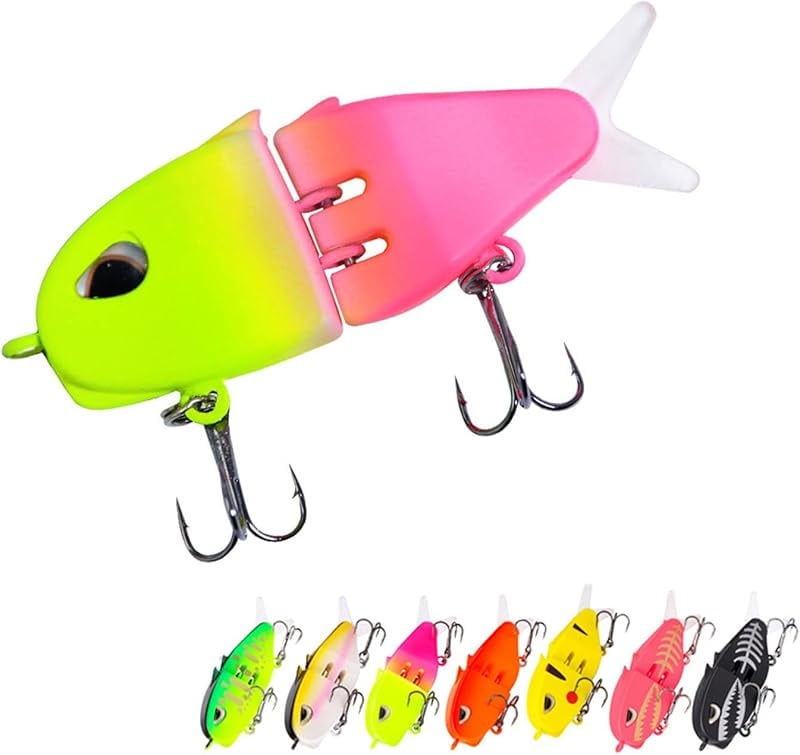 Mini Glide Bait for Bass Fishing, Whopper Popper Fishing Lure, Slow Sinking Wide S Motion Smooth ...