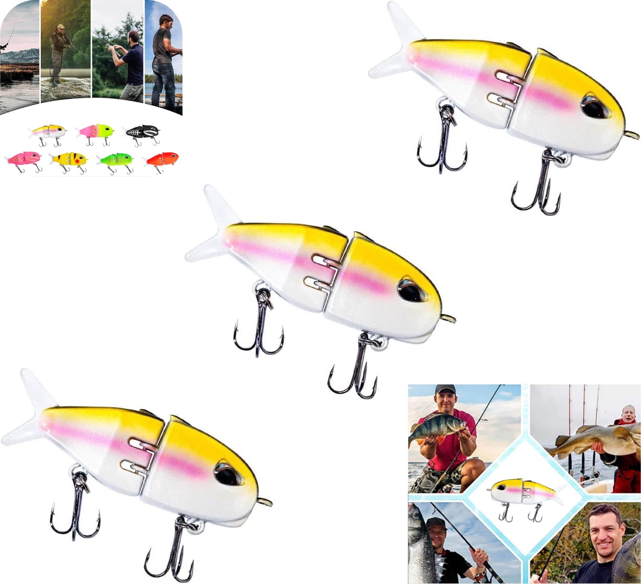Mini Glide Bait for Fishing, Multi-Jointed Swimbait Wobbler, White ...