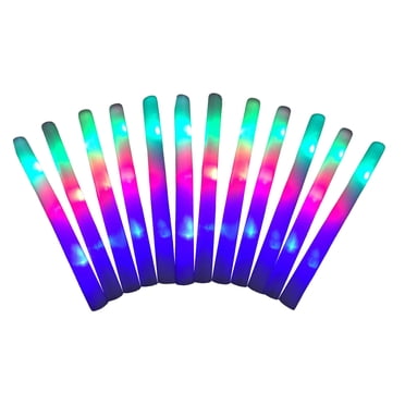 (12 Pack) Light-Up Foam Sticks LED Rally Rave Cheer Tube Soft Glow ...