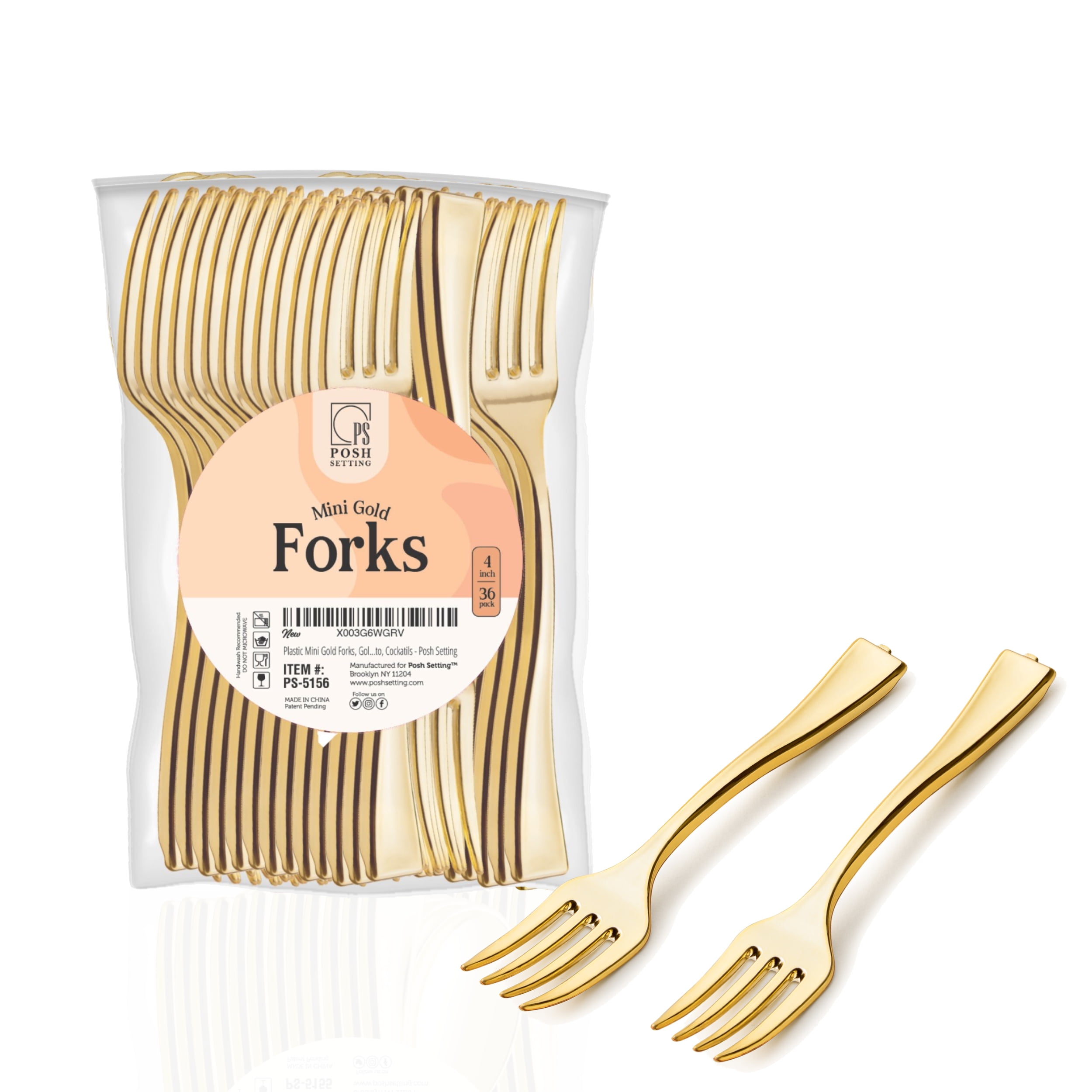 Mini Gold Fork, Gold Plastic Tasting Fork, (4 inch 36 Count) Gold Mini ...
