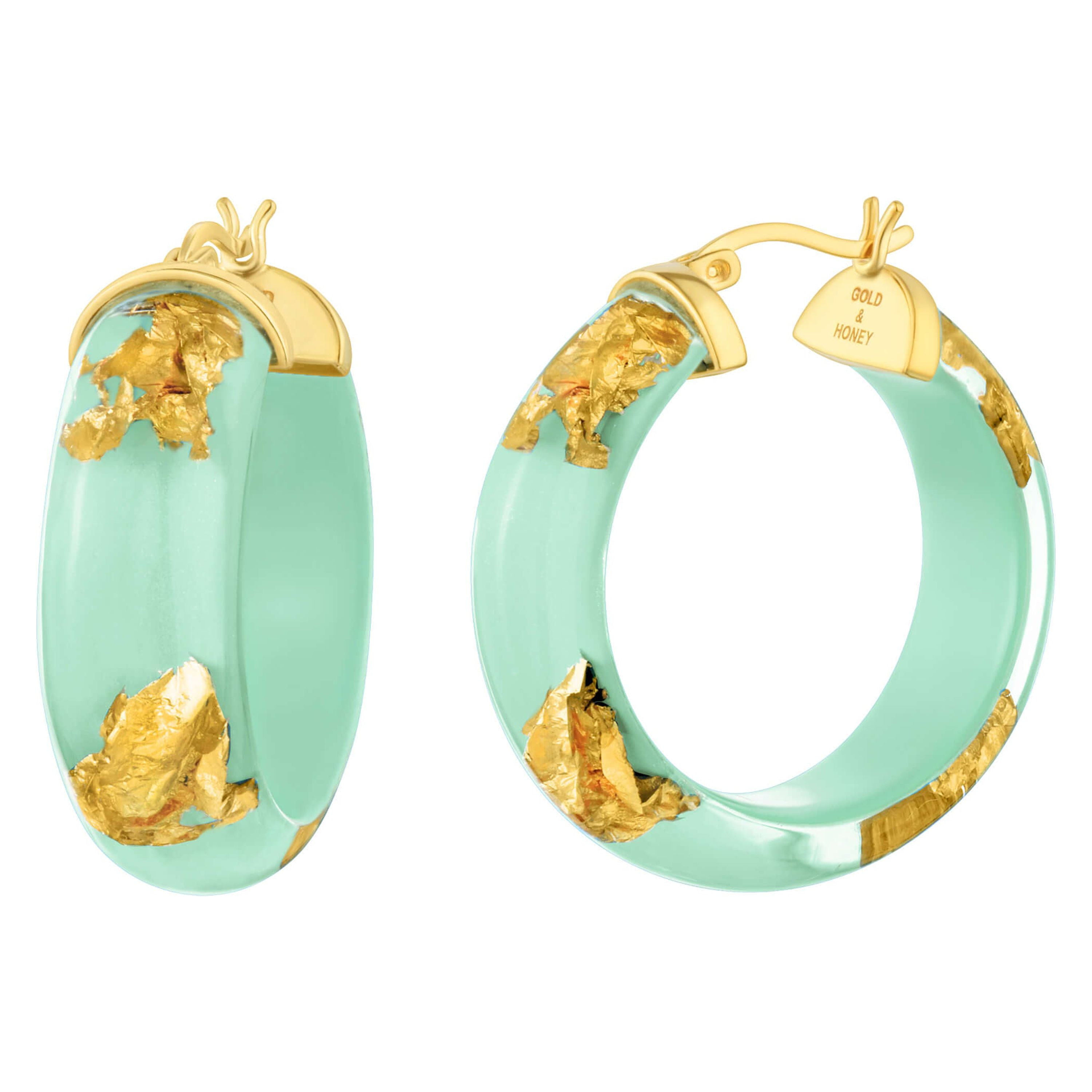 Mini Gold Leaf Lucite Hoops - Walmart.com