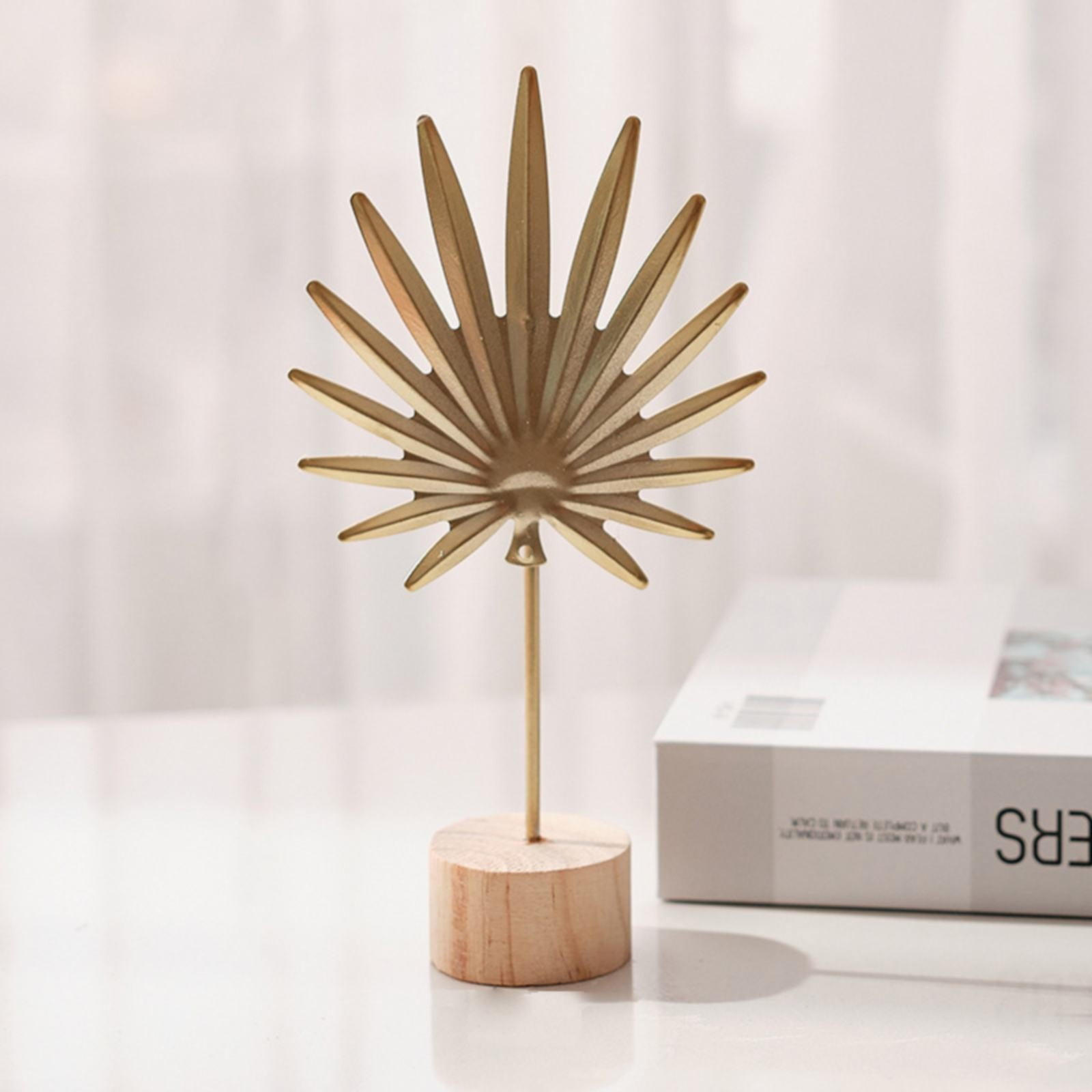 Mini Gold Leaf Sculpture Ornament, 7.9 IN Metal Gold Palm Leaves Decor ...