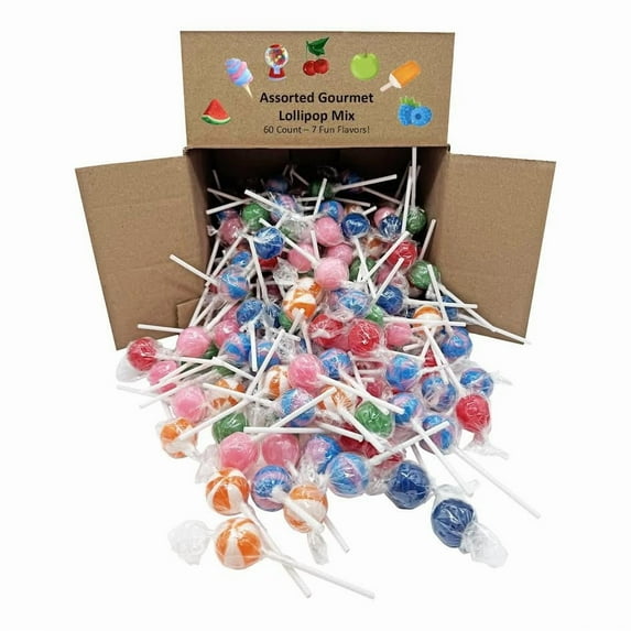 Mini Gourmet-Style Lollipops - BCF26 60 Count Bulk Mix - Cotton Candy ...