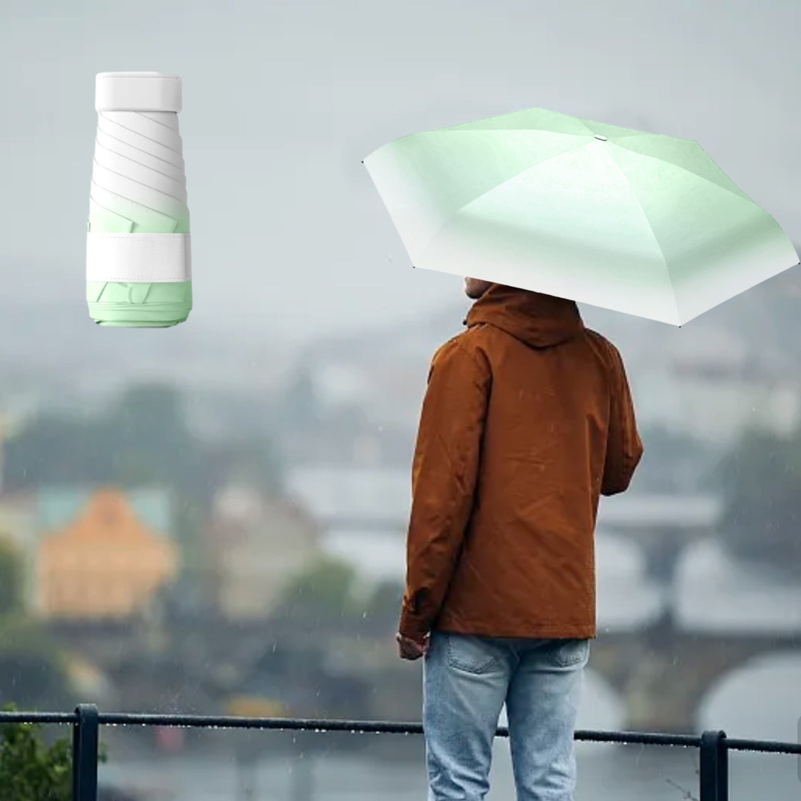 Mini Gradient Sun Umbrella | 6-Fold Compact Travel Size | Titanium Coated UV Protection ...