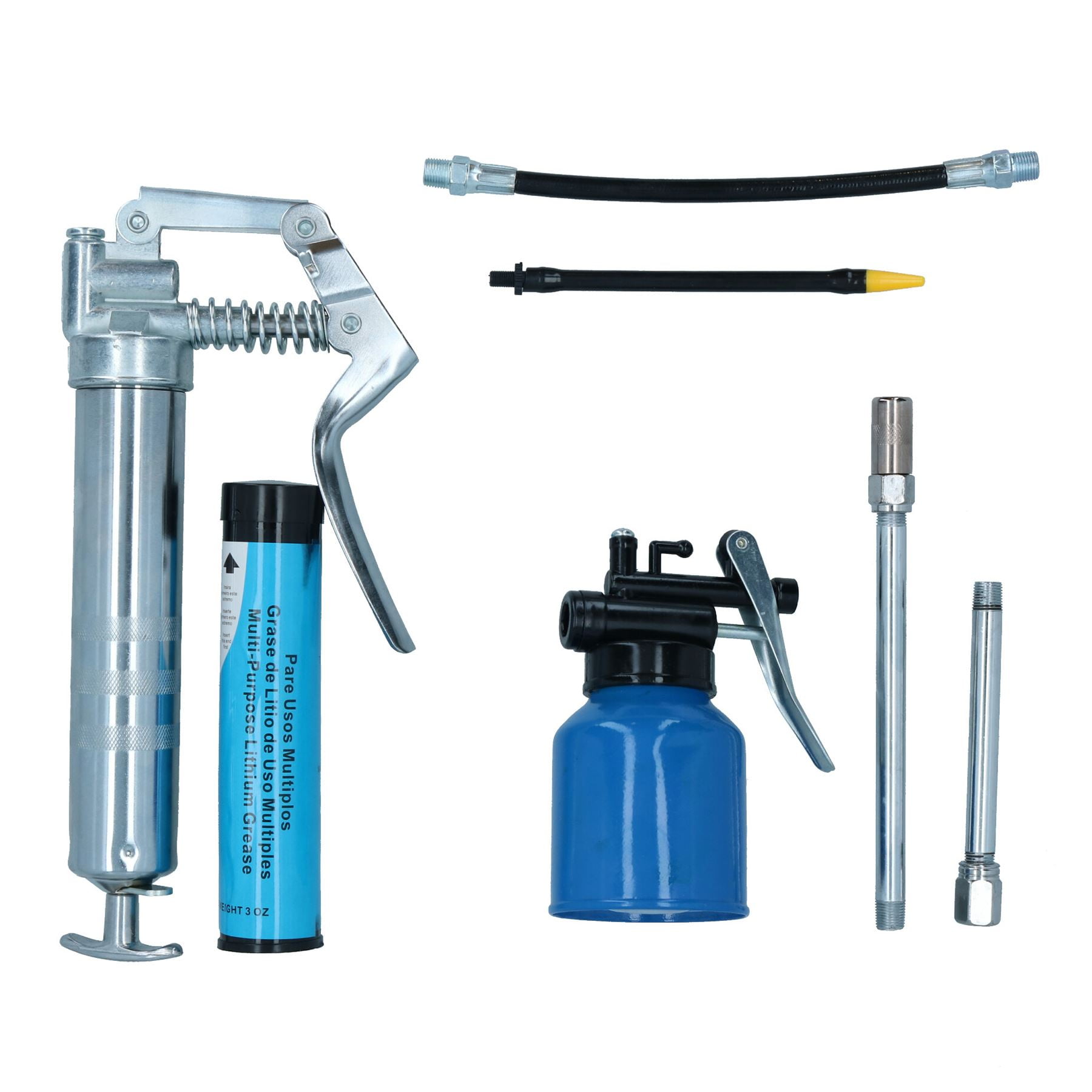 Mini Grease Gun + Oil Can With Flexible + Rigid Nozzles and 3oz Grease ...