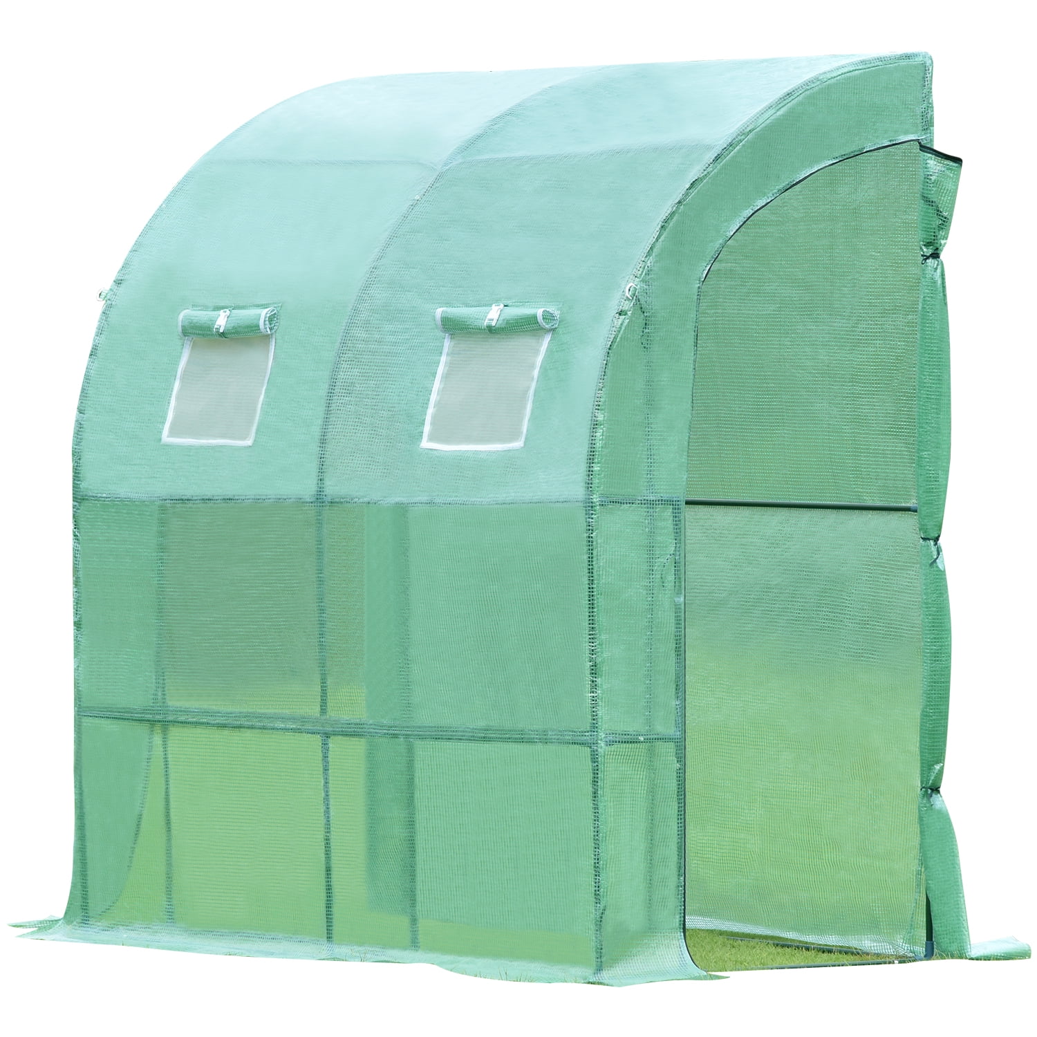 SYNGAR Portable Walk-in Greenhouse, Lean to Green House with 2 Zipper ...