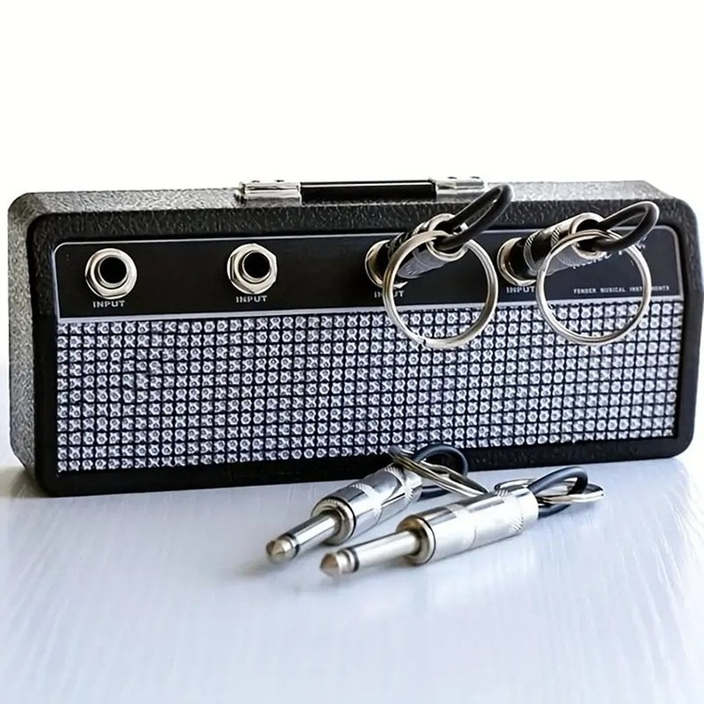 Mini Guitar Amp Keychain Wall Key Holder and Cable Jack Storage Rack ...