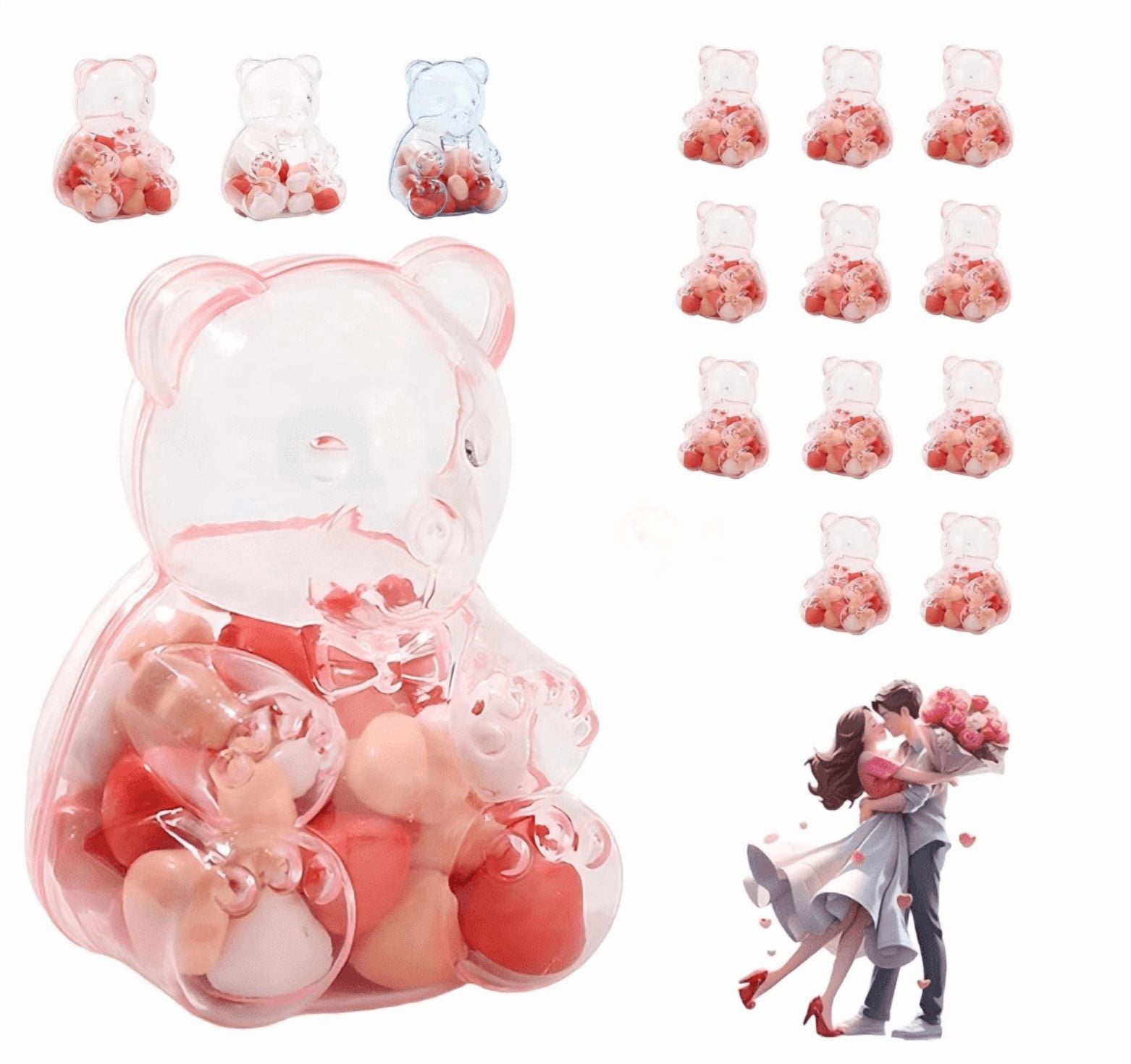Mini Gummy Bear Container 2.75inch Clear Plastic - Bear Shaped Cute ...