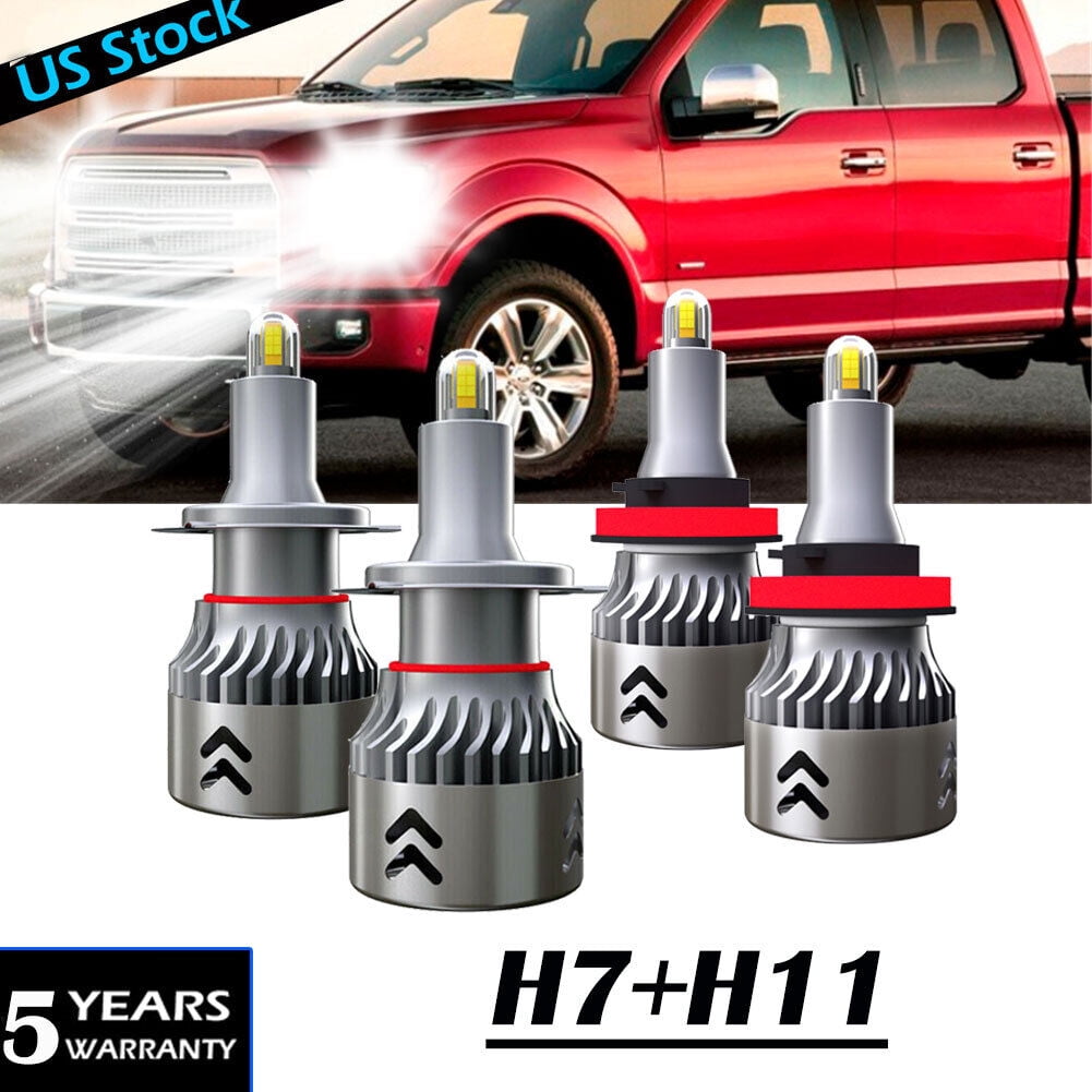 Mini H7 H11 Combo LED Headlight Bulbs High Low Beam Kit 52000LM 240W ...
