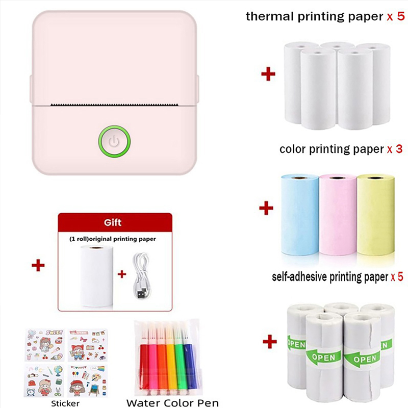 Mini HD Portable Printer Sticker Label Bluetooth Pocket Thermal ...