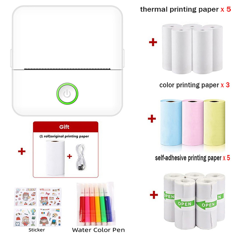 Mini HD Portable Printer Sticker Label Bluetooth Pocket Thermal ...