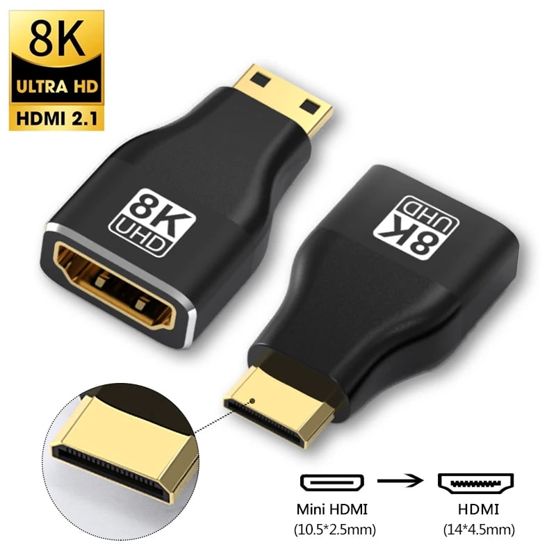 Mini HDMI Adapter 8K 60Hz 4K 120Hz Mini HDMI Male to HDMI 2.1 Female ...