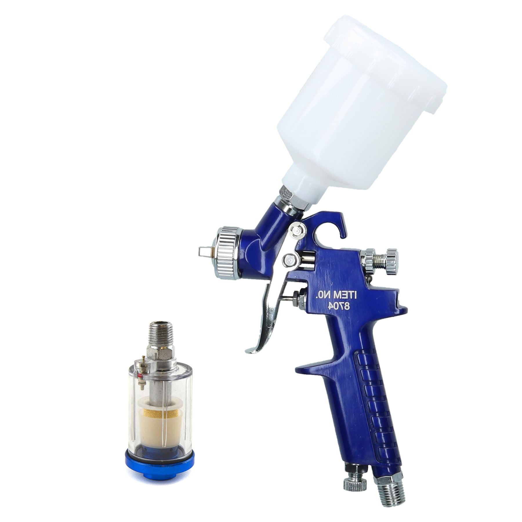 Mini HVLP Gravity Feed Spray Gun 0.8mm Nozzle 1/4" BSP In Line Moisture ...