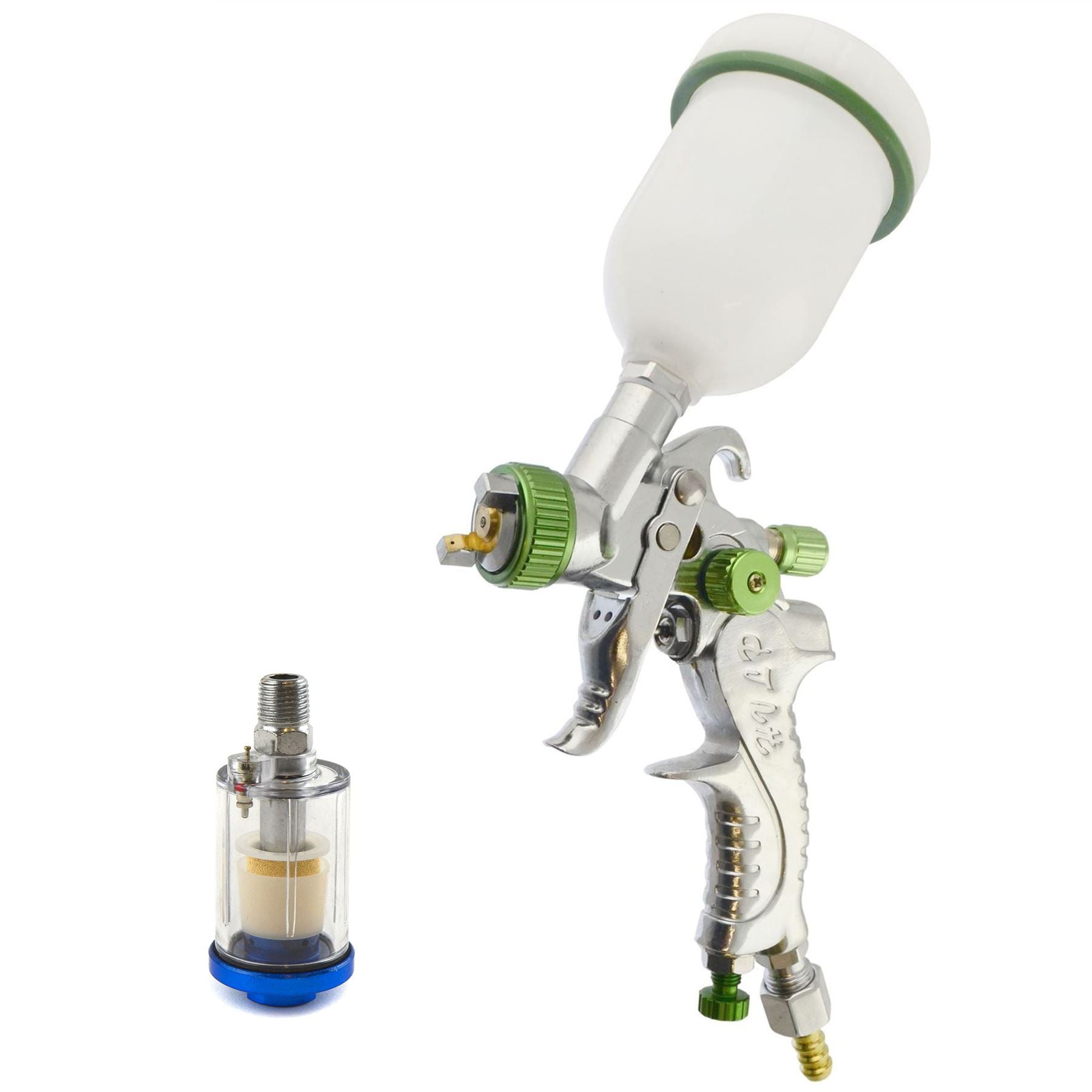 Mini HVLP Gravity Feed Spray Gun 1mm Nozzle 1/4" BSP In Line Moisture ...