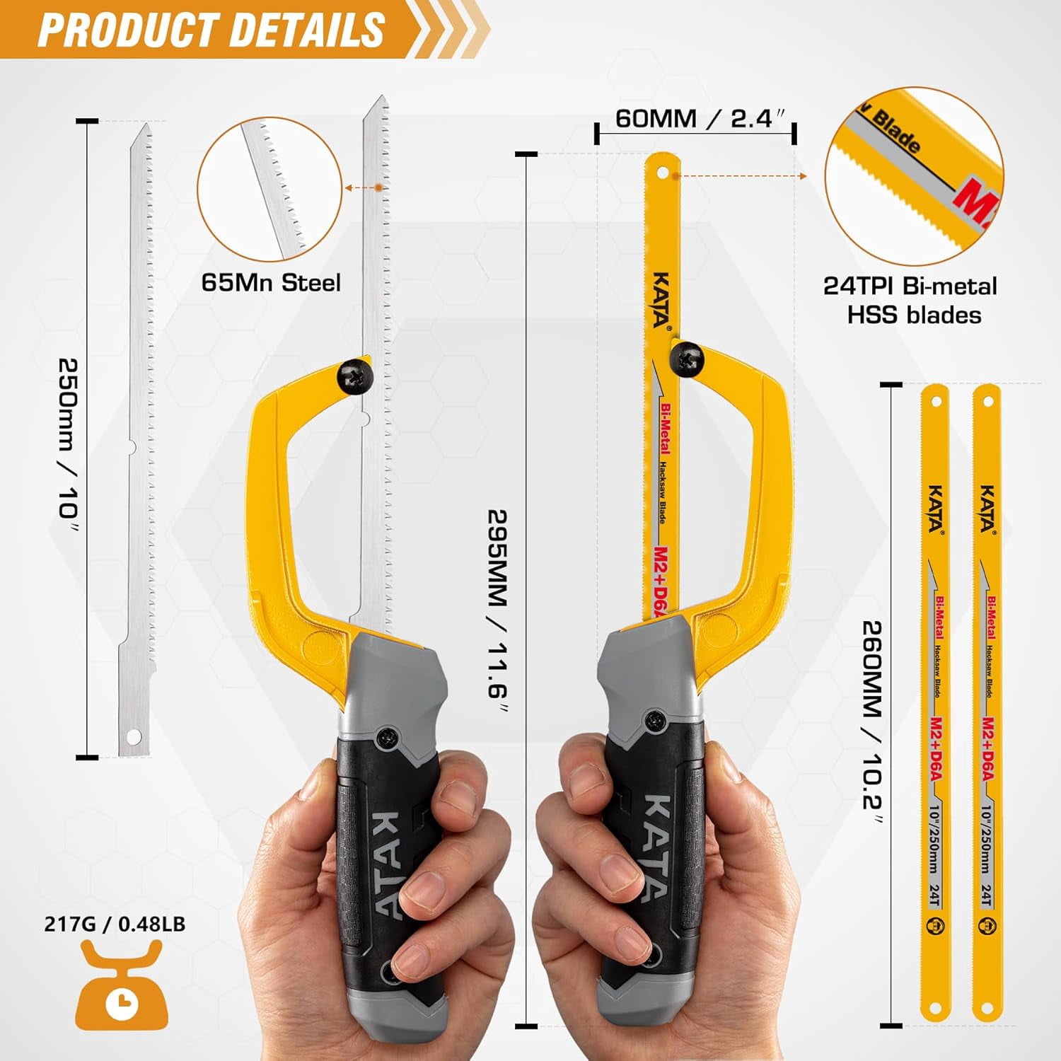 Mini Hacksaw for Metal Cutting, Compact Hand Hack Saw Tool with 10 Inch ...