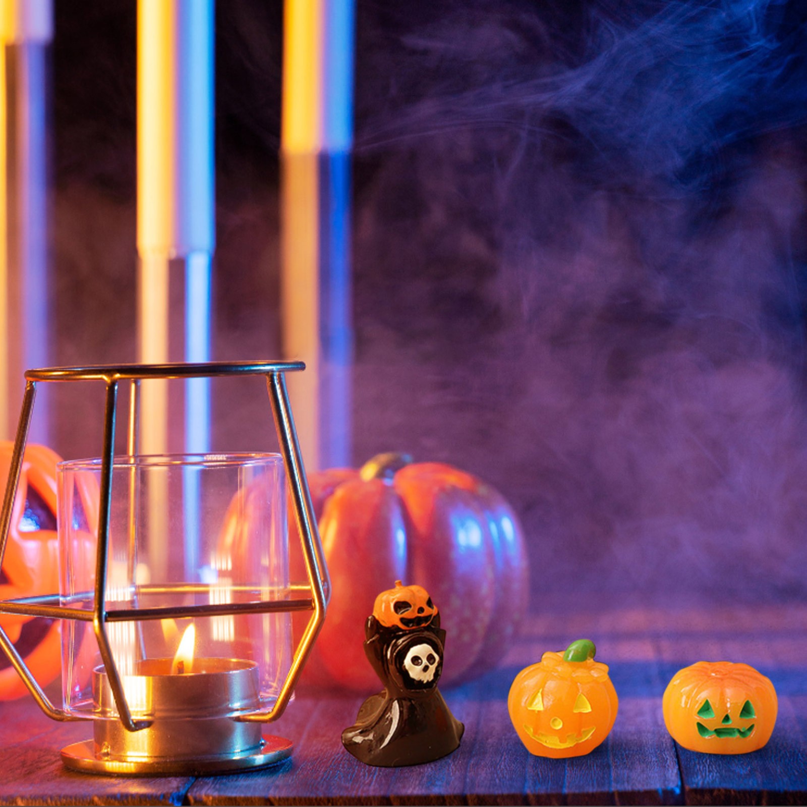 Mini Halloween Garden Figurines - Cute Pumpkin, Ghost, Witch Hat Resin ...