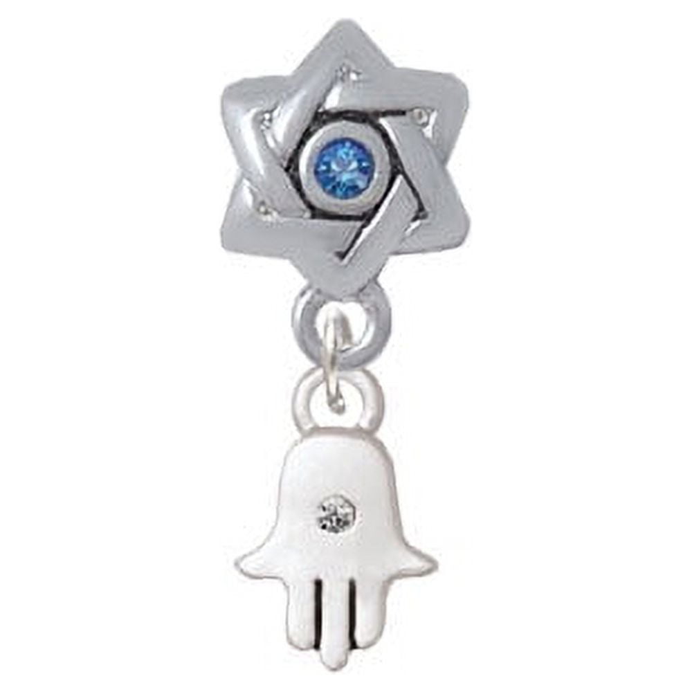 Mini Hamsa Hand - Star of David with Blue Crystal Charm Bead - Walmart ...