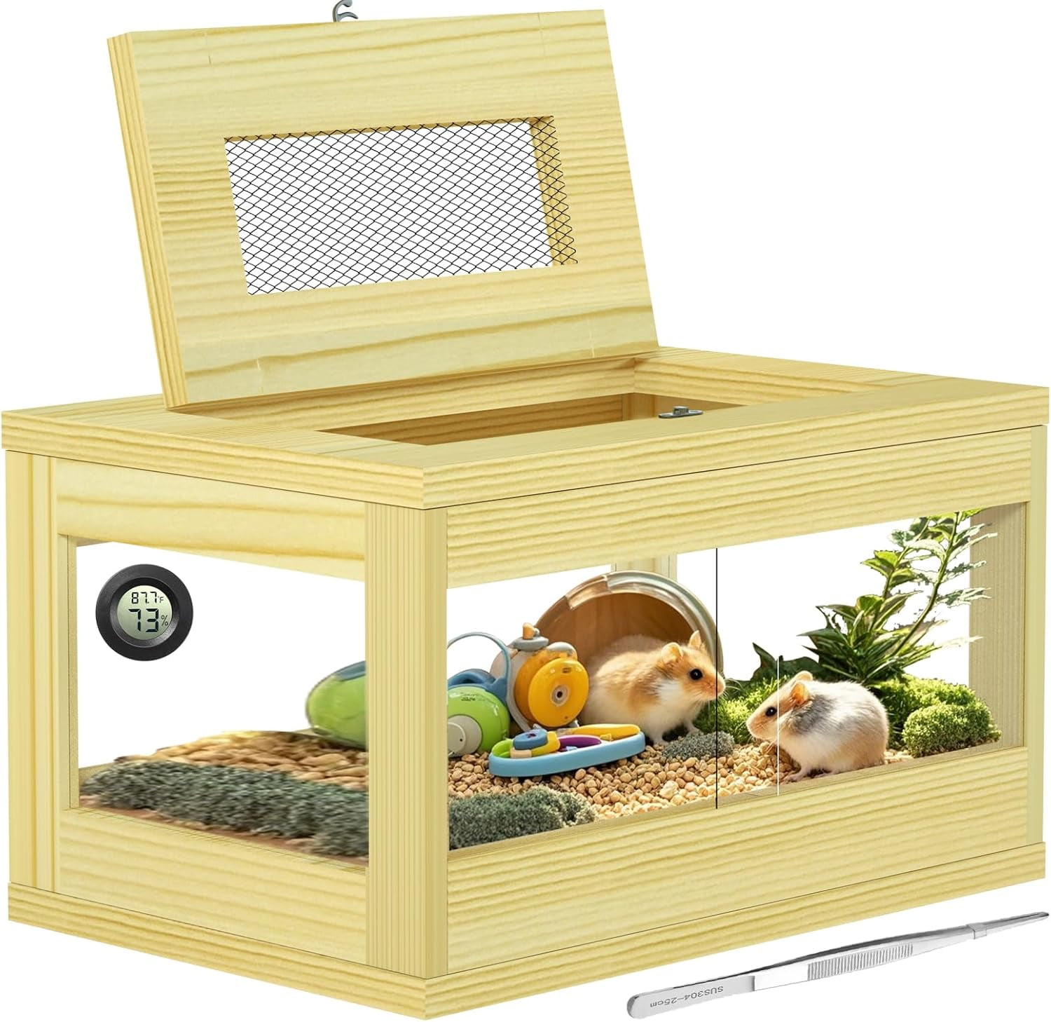 Mini Hamster Cage, Solid Wood Gerbil Cage, Hamster Cages and Habitats ...
