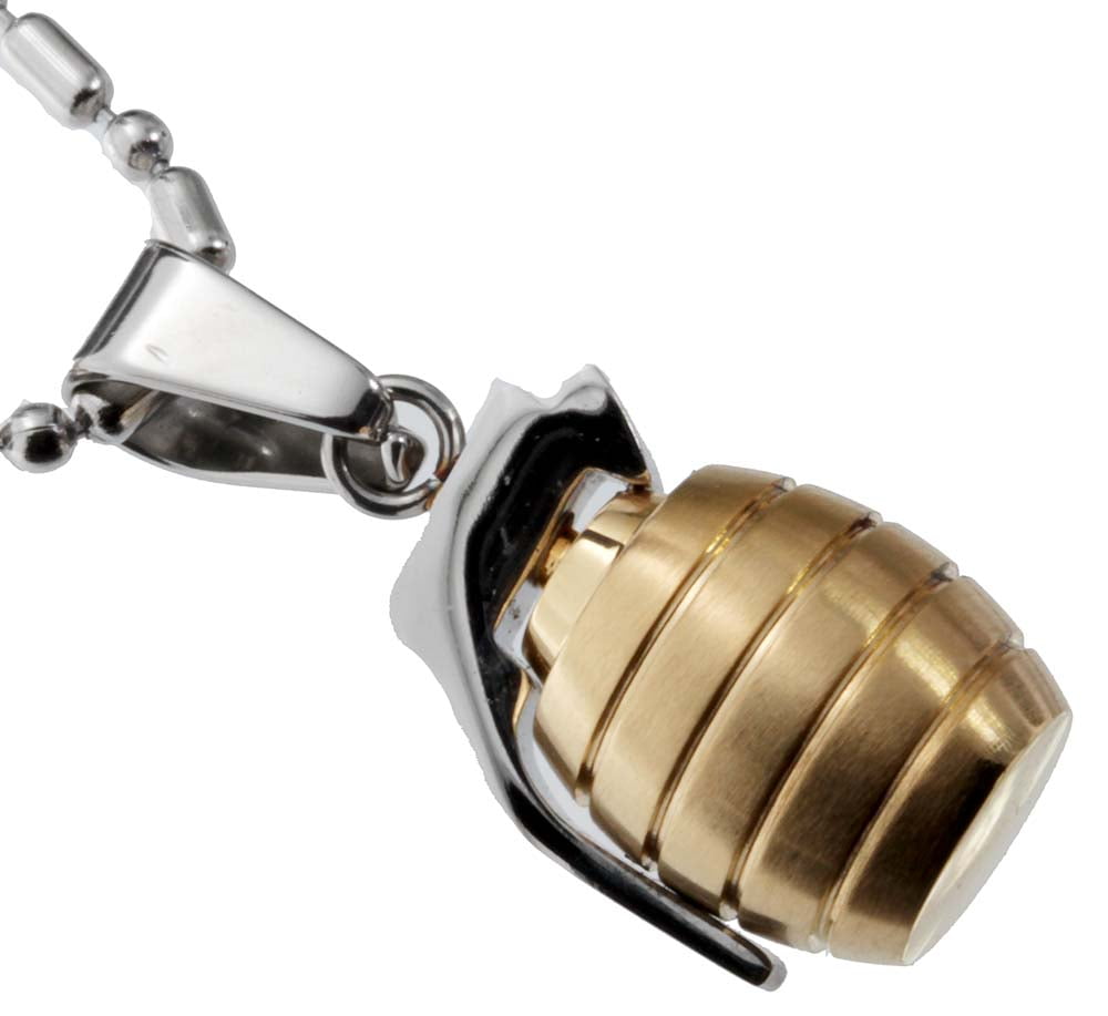 Mini Hand Grenade Gold-tone Pendant Stainless Steel Necklace - Walmart.com