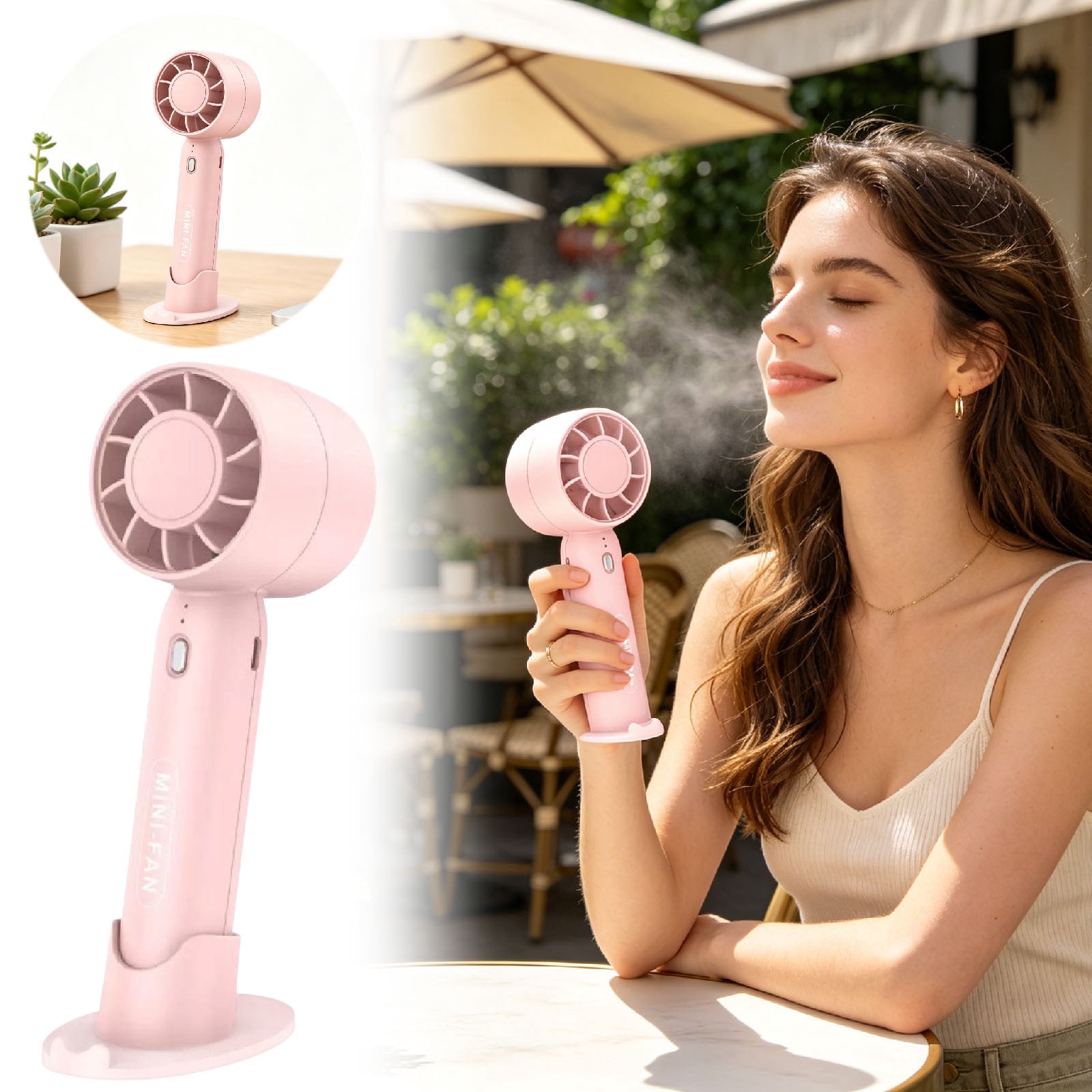 Mini Handheld Fan Portable Small Desk Fan with Base 3 Speeds Adjustable ...
