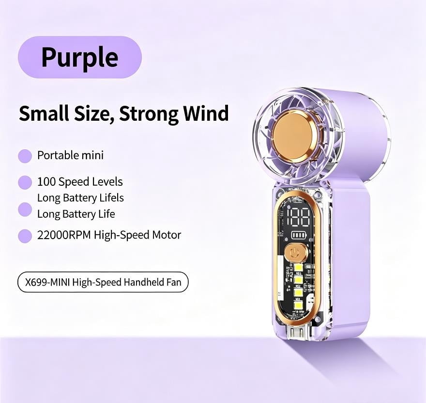 Mini Handheld Fan USB Rechargeable – Portable Pocket Blower with Strong ...