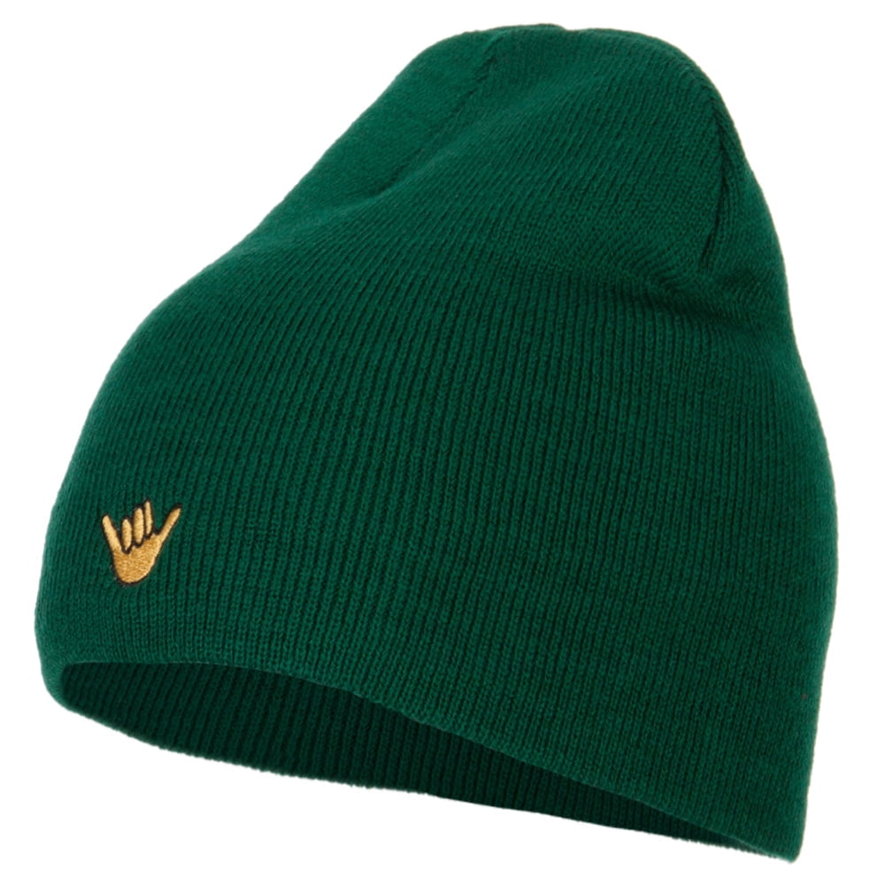 Mini Hang Loose Embroidered Short Beanie - Dk Green OSFM - Walmart.com