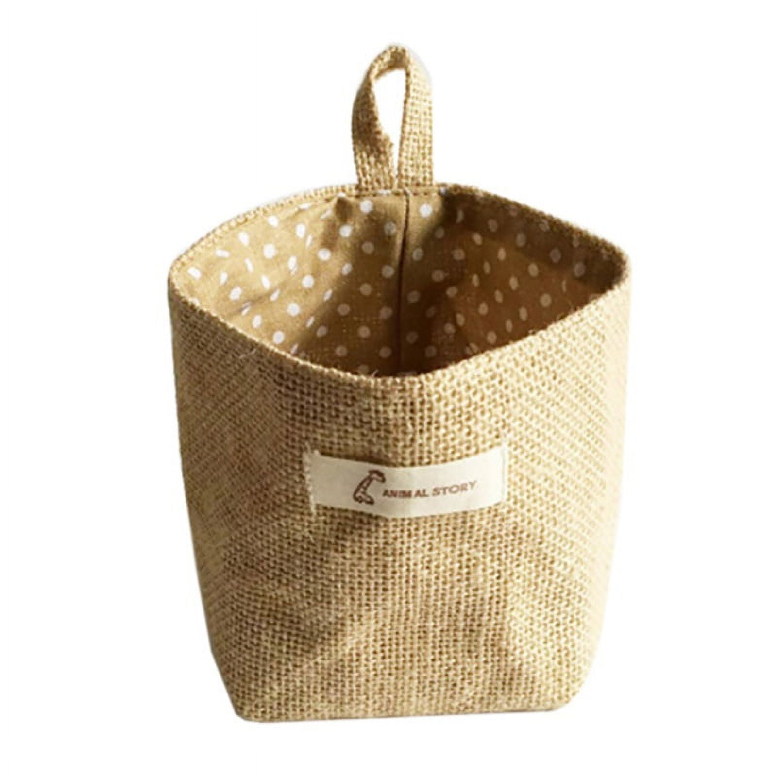 Mini Hanging Storage Bag Cotton Linen Small Storage Basket Collapsible ...