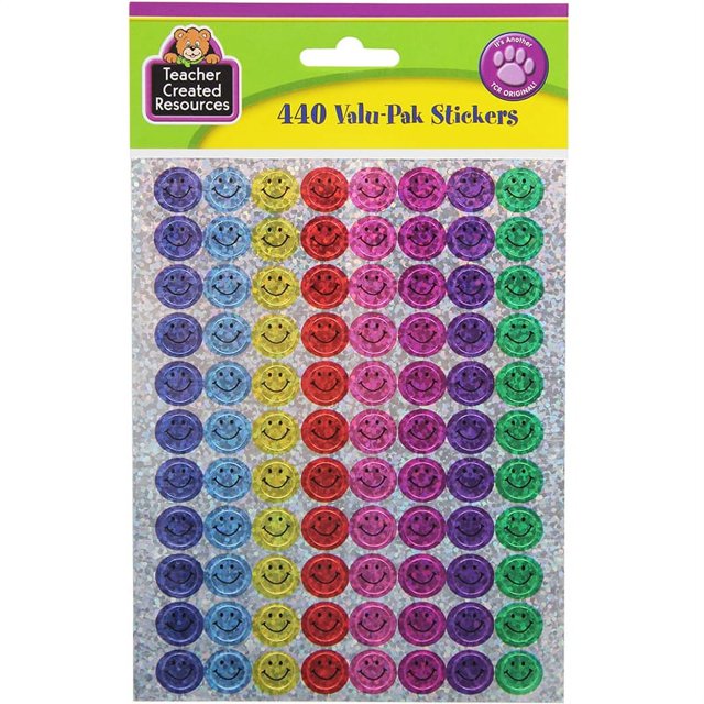 Mini Happy Face Sparkle Valu-Pak Stickers, Pack of 440 | Bundle of 10 ...