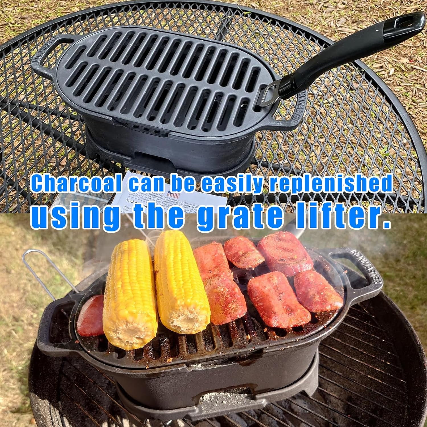 Mini Hibachi Grill Outdoor - 11" x 7" Cast Iron Charcoal Grill for 2 ...