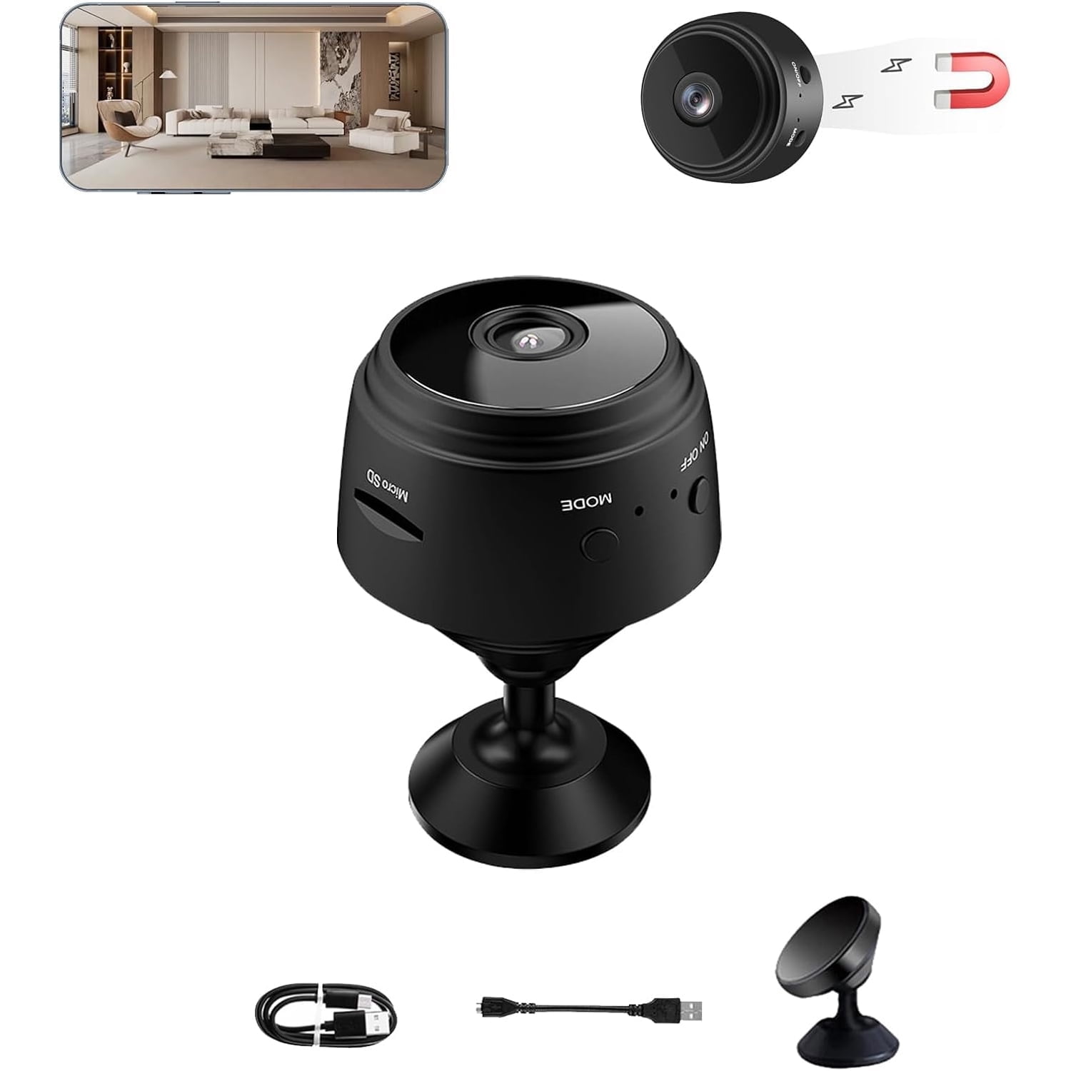 Mini Hidden Surveillance Security Camera, Wireless HD Smart Monitor ...