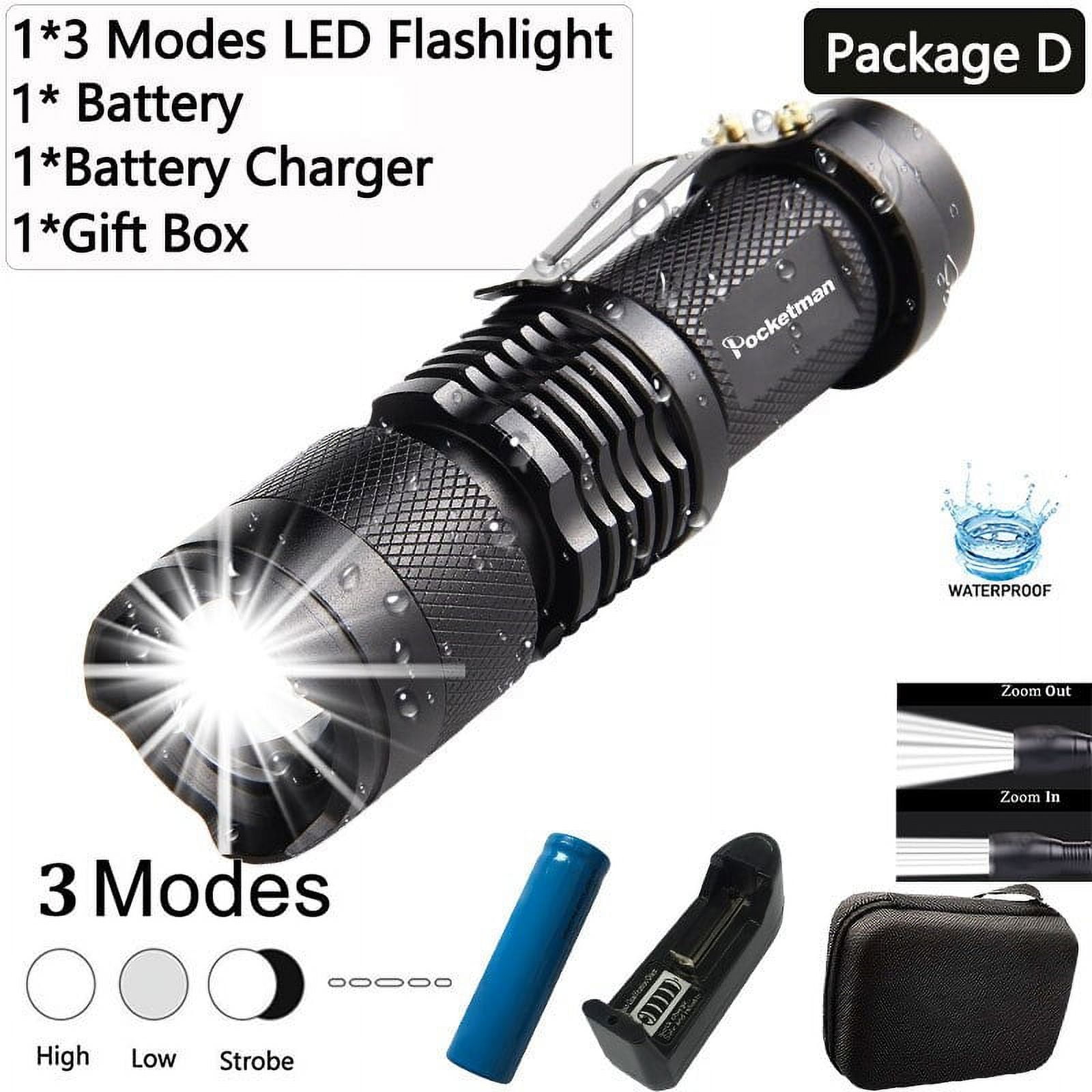 Mini High Power L2 LED Flashlight Waterproof Q5 LED Torch Adjustable ...