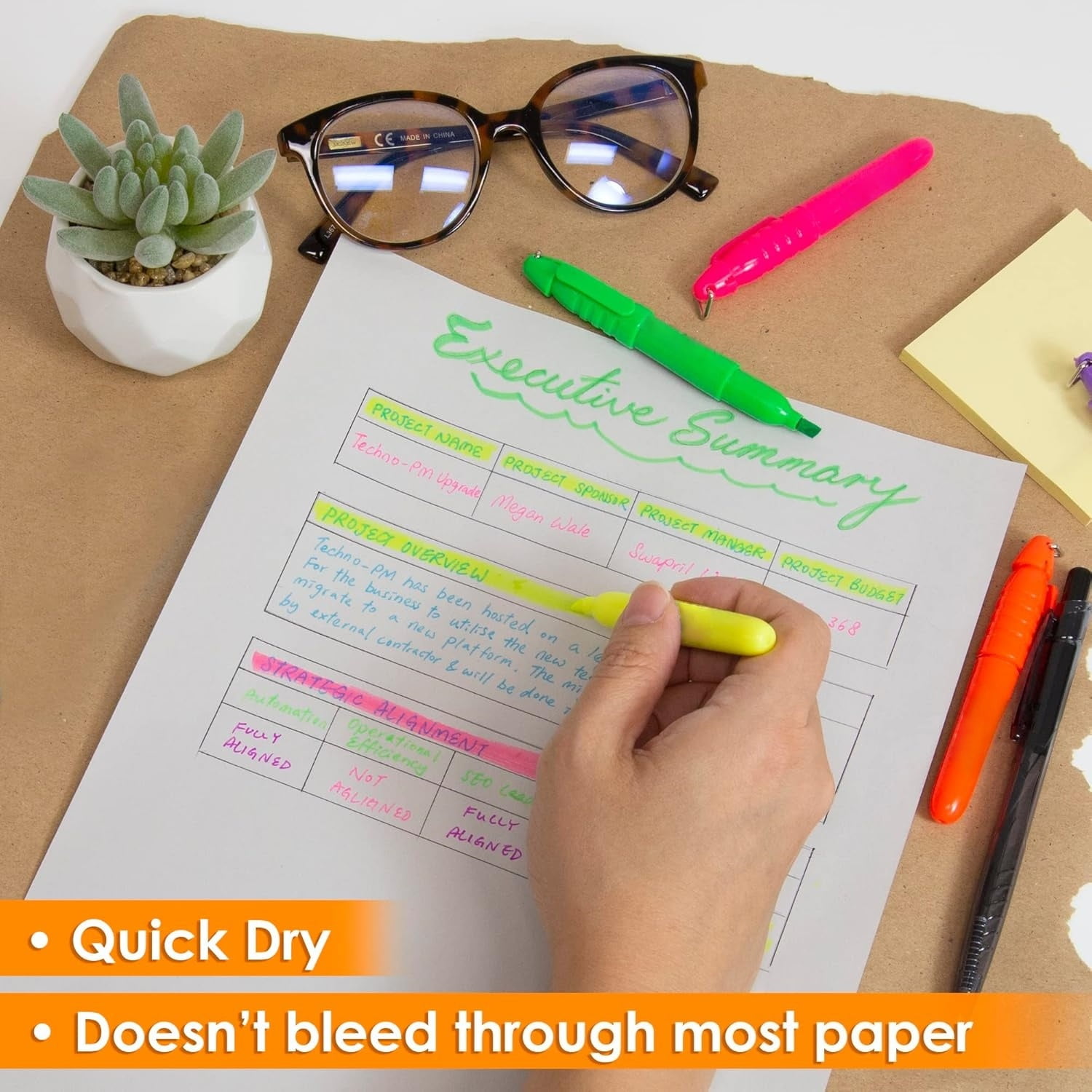 Mini Highlighter Pen Assorted Color, Chisel Tip Broad Fine Line ...