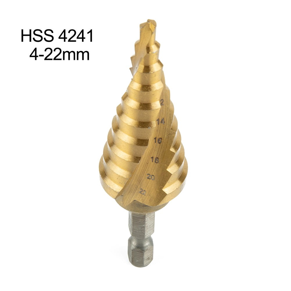 Mini Hole Cutter Spiral Fluted Step Cone Drill Bit (422mm Titanium ...
