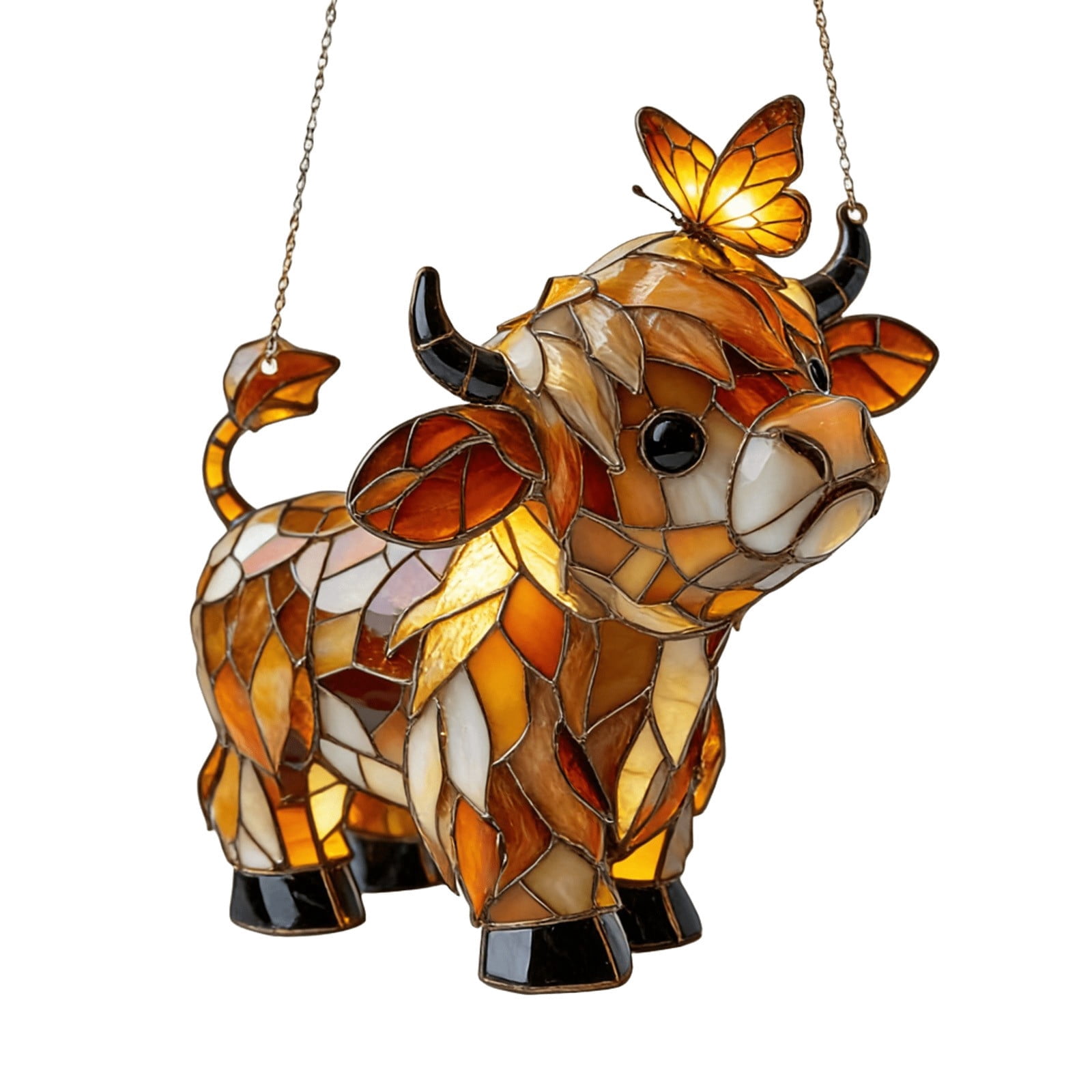 Mini Home Decor, 2D Acrylic Highland Cow with Butterfly Colorful ...
