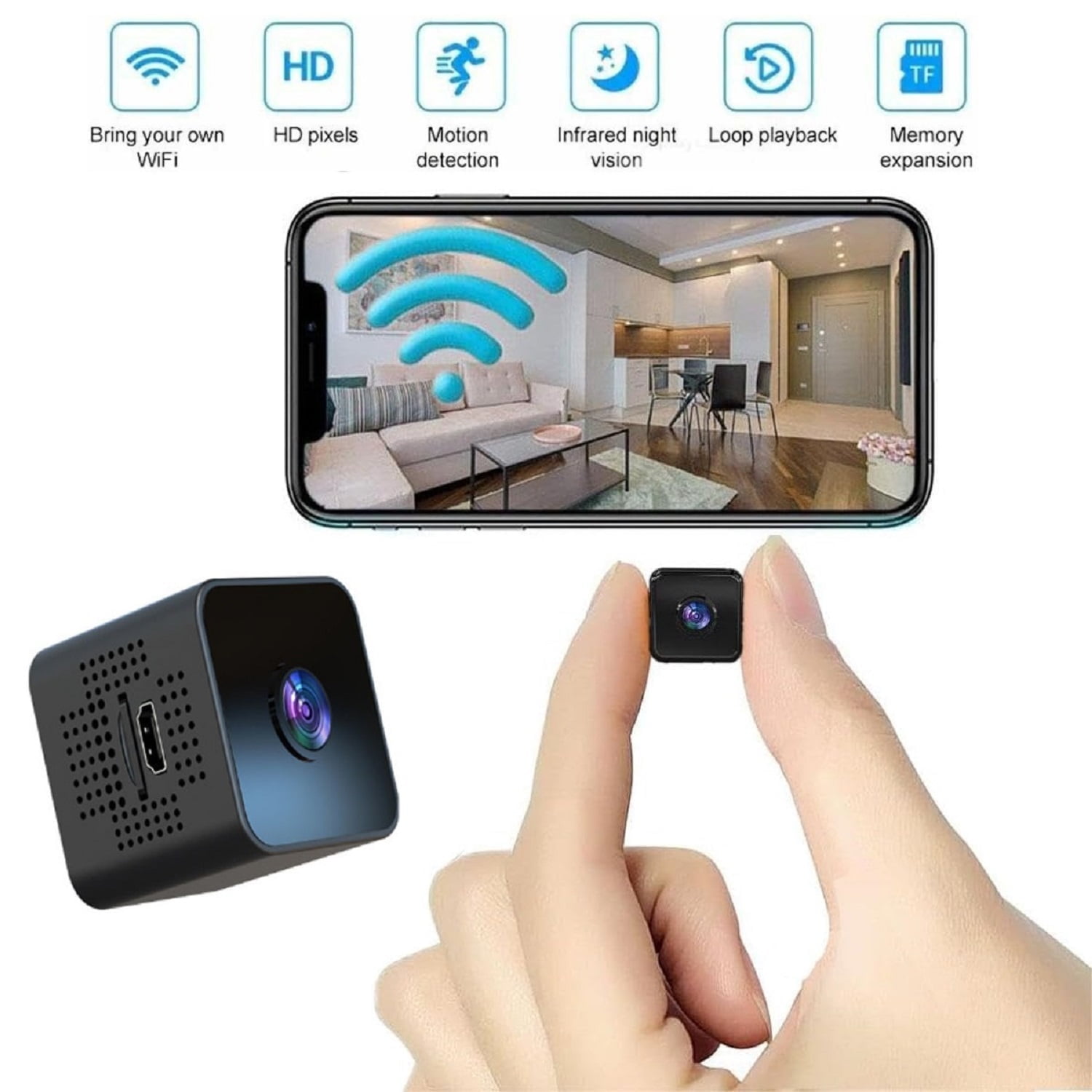 Adakot Mini Wireless Security Cameras with App Control, Cloud & SD ...