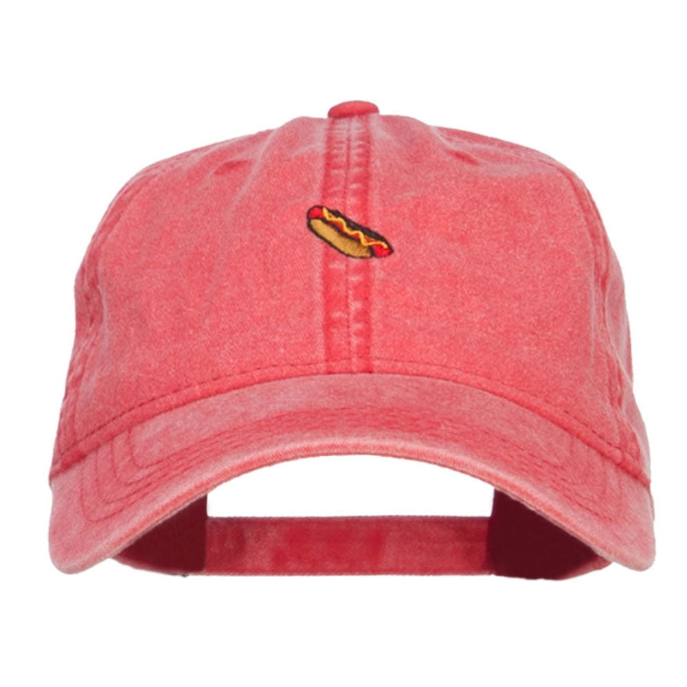 Mini Hot Dog Embroidered Washed Cap - Red OSFM - Walmart.com