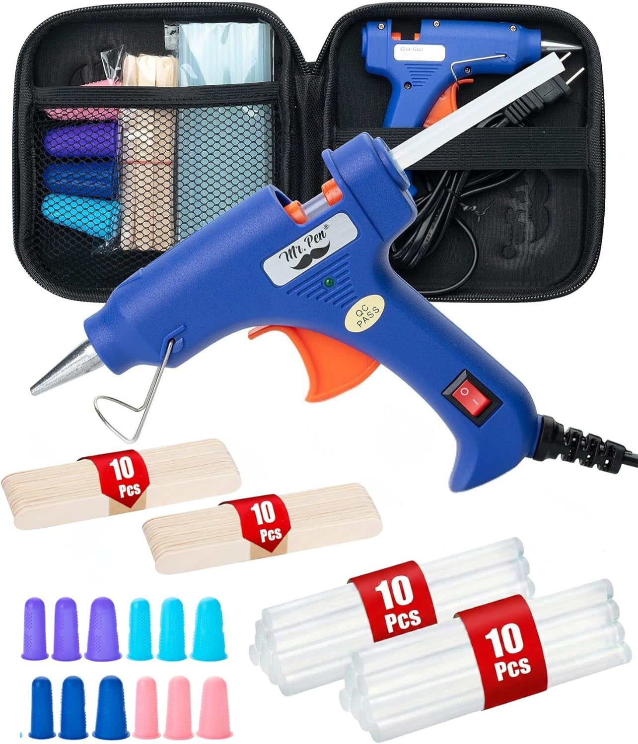 Mini Hot Glue Gun Kit with 20 Glue Sticks and 20 Popsicle Sticks & 8 ...